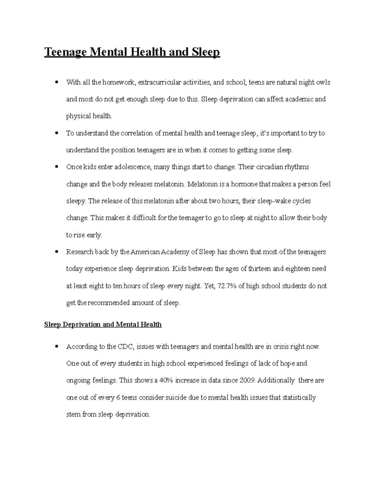 Teenage Mental Health and Sleep - Sleep deprivation can affect academic ...
