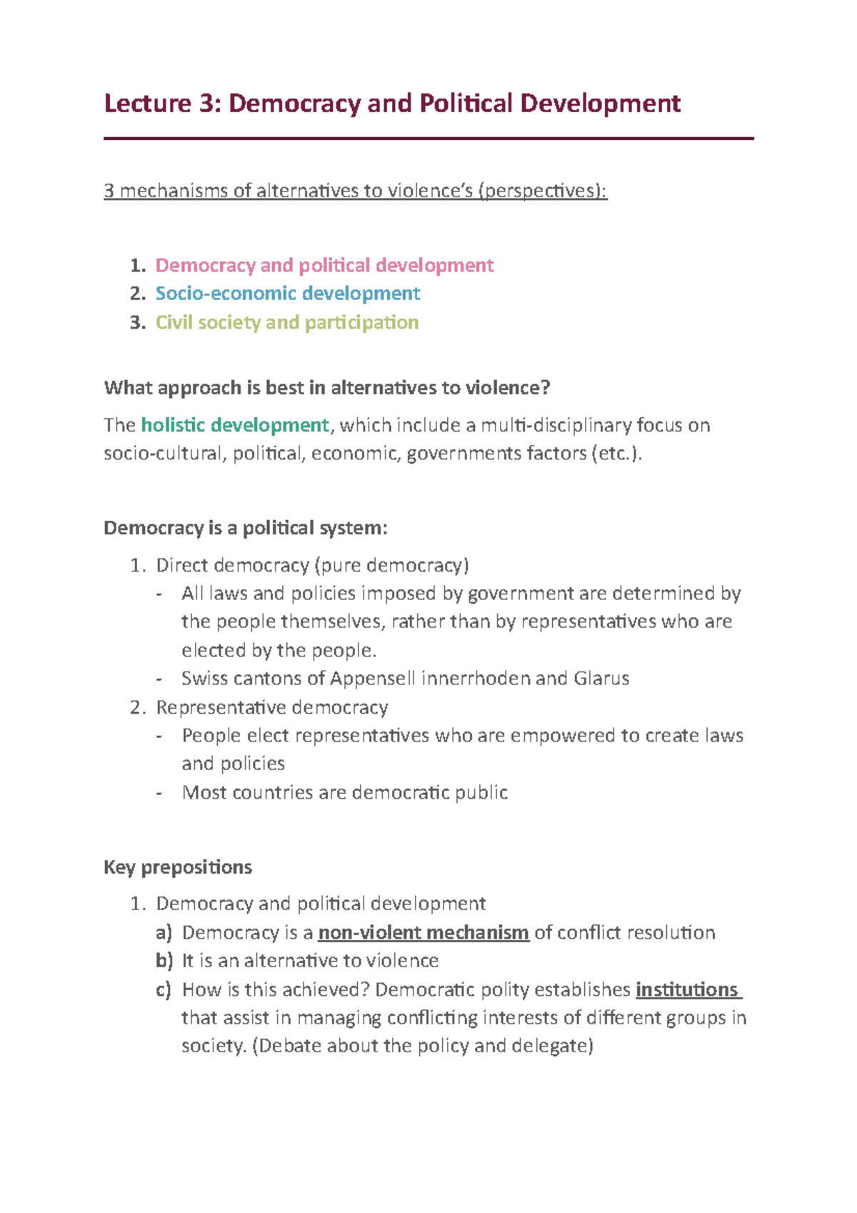 Lecture 3- Democracy and Political Development - Democracy and ...