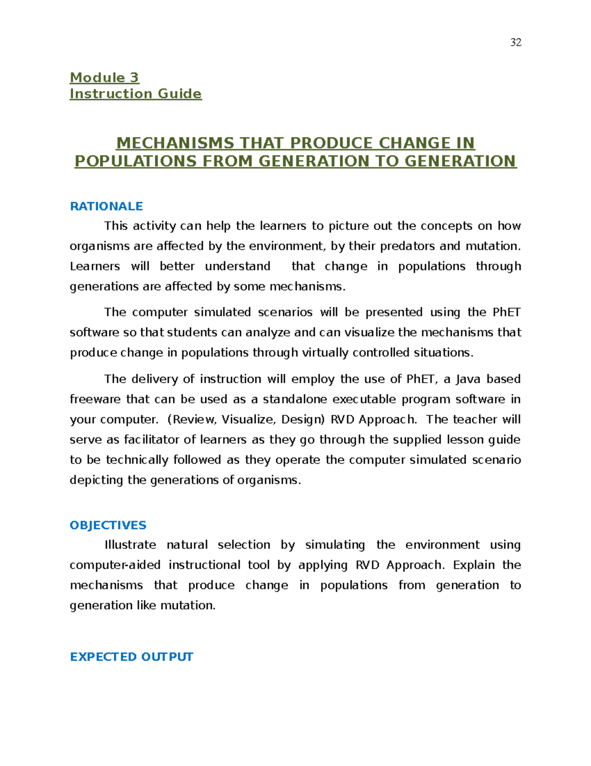 Module 3 Instruction Guide Mechanisms TH - Module 3 Instruction Guide MECHANISMS THAT PRODUCE ...