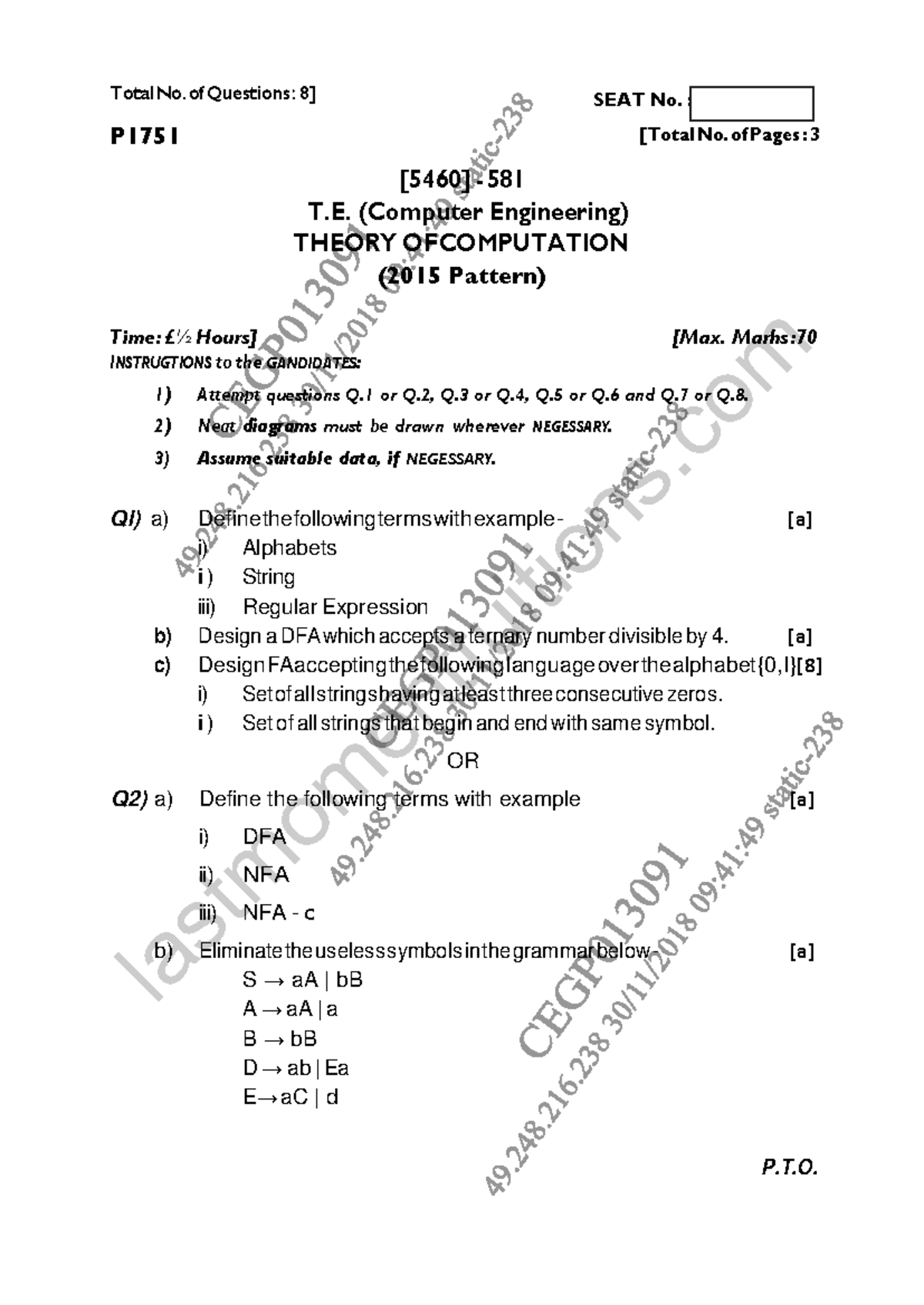 Semester-5 2018 november theory-of-computation-tc-pattern-2015 - Total ...