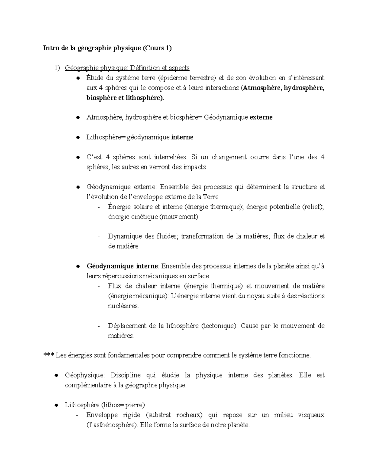 GEO1112 - Note de cours - Intro de la géographie physique (Cours 1) 1 ...