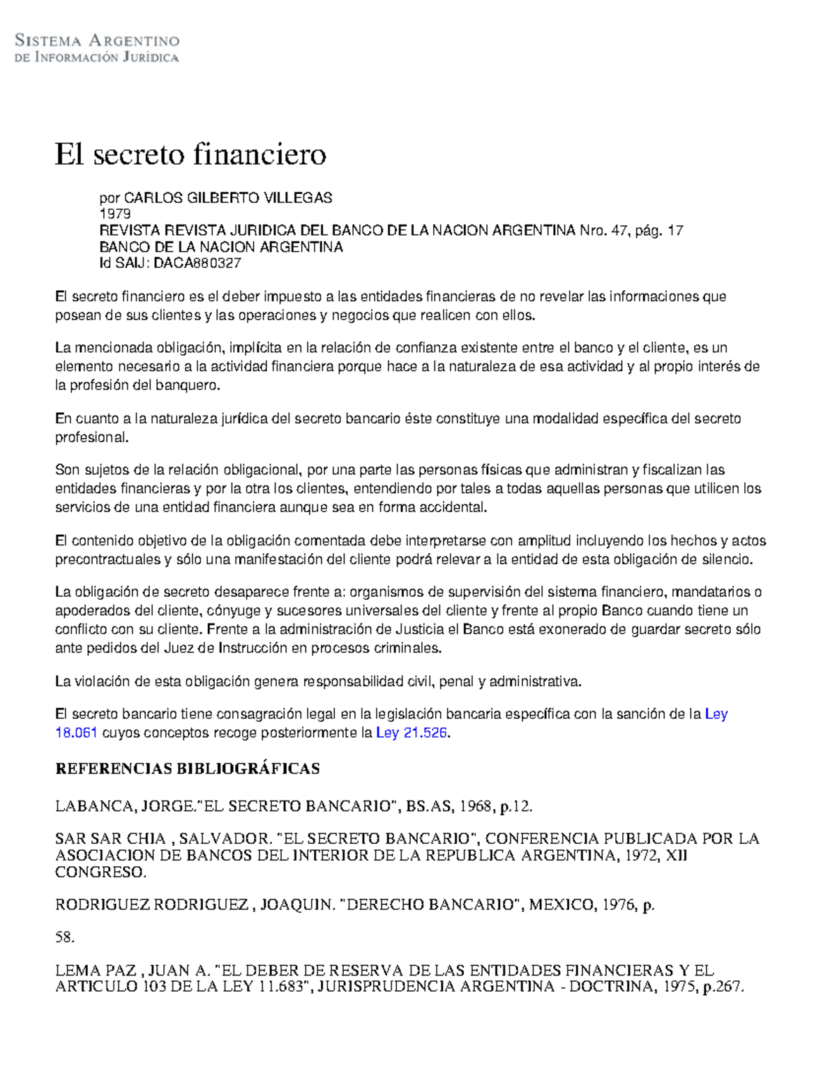 El secreto financiero - .... - El secreto financiero por CARLOS GILBERTO VILLEGAS 1979 REVISTA ...