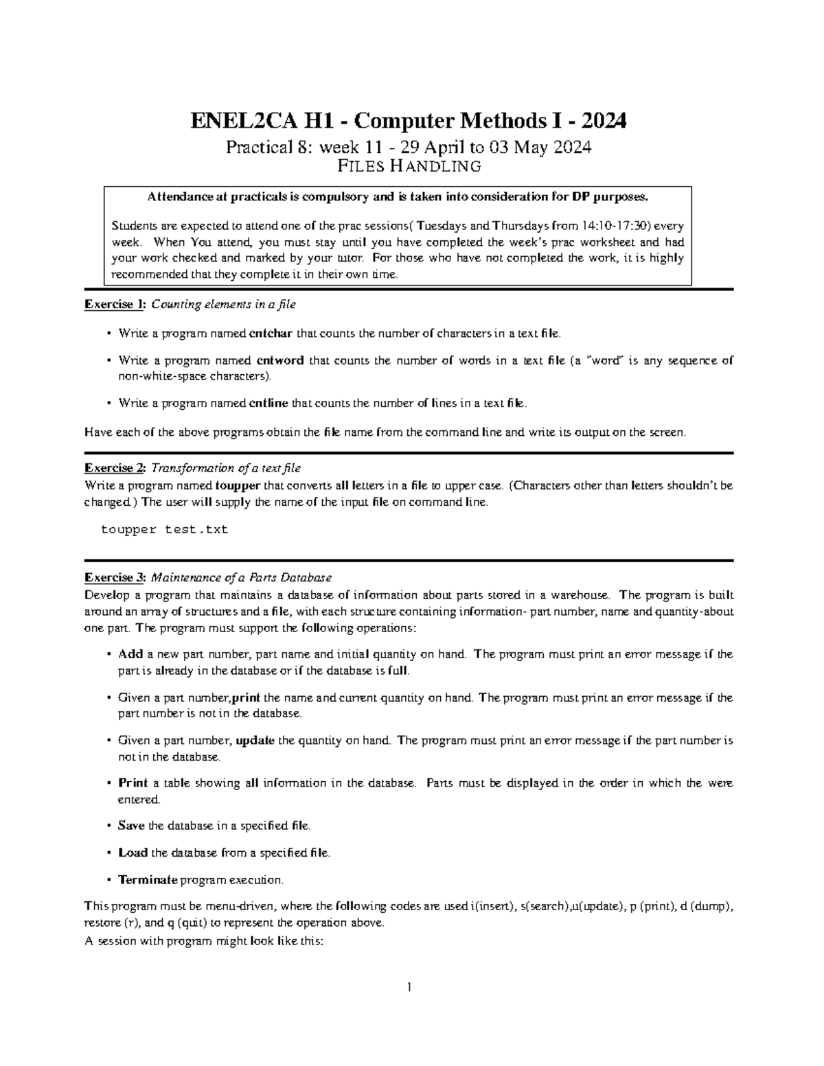 Cm24 prac 8 - practical - ENEL2CA H1 - Computer Methods I - 2024 ...