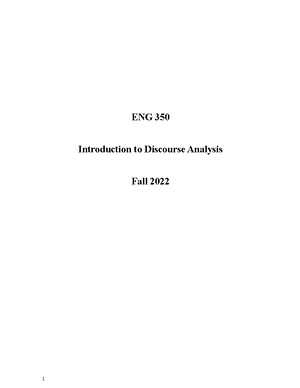Discourse Analysis Exercises - Chapter One - Overview Exercise 1 Read ...