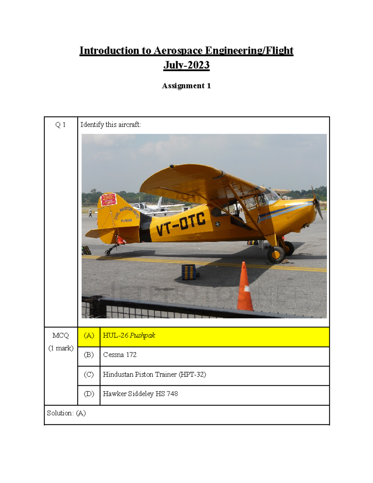 A1 IAE 2023 - Asxd - Introduction to Aerospace Engineering/Flight July ...