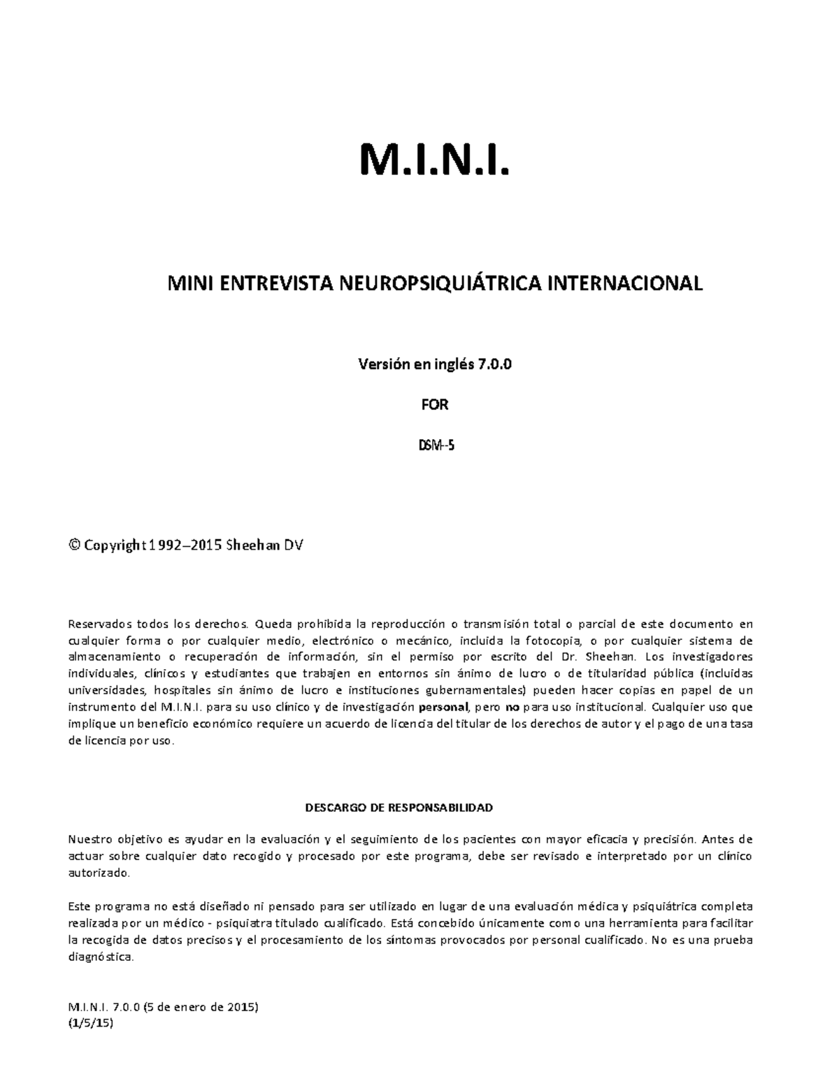 MINI 7.0 es - M.I.N. 7.0 (5 de enero de 2015) M.I.N. MINI ENTREVISTA ...