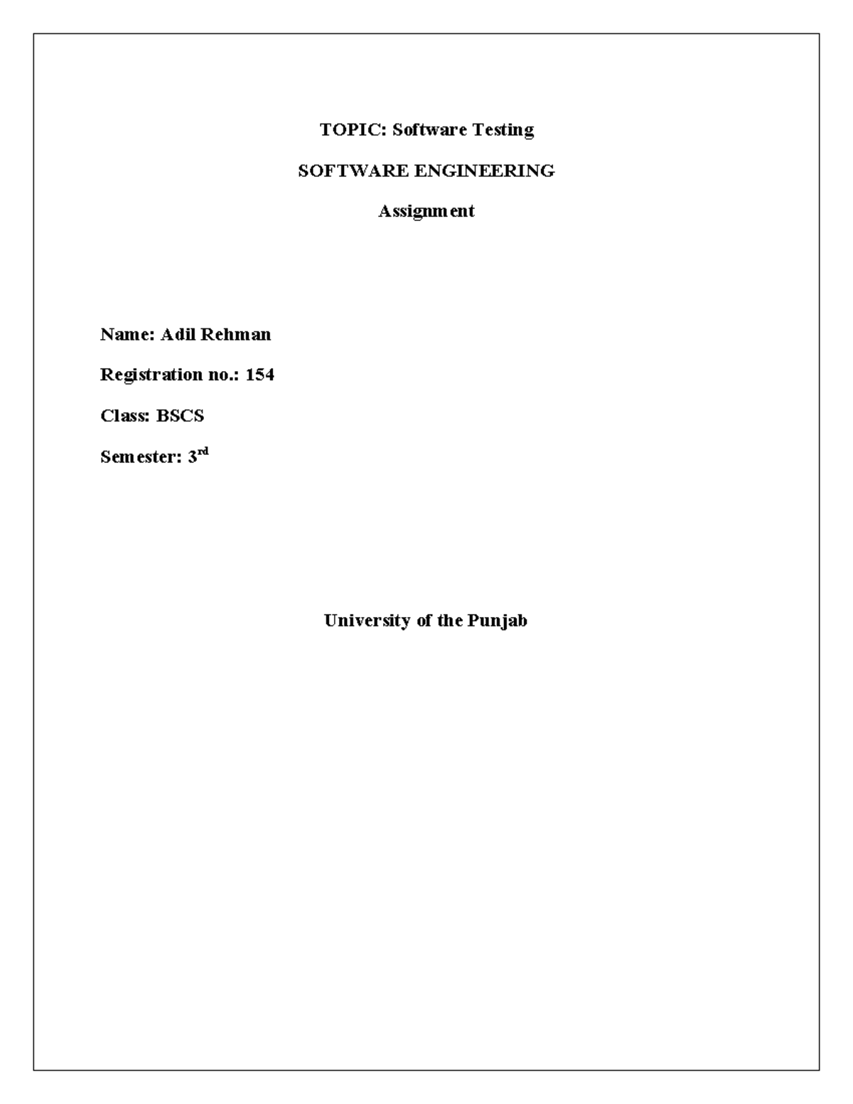 Software Testing - TOPIC: Software Testing SOFTWARE ENGINEERING ...