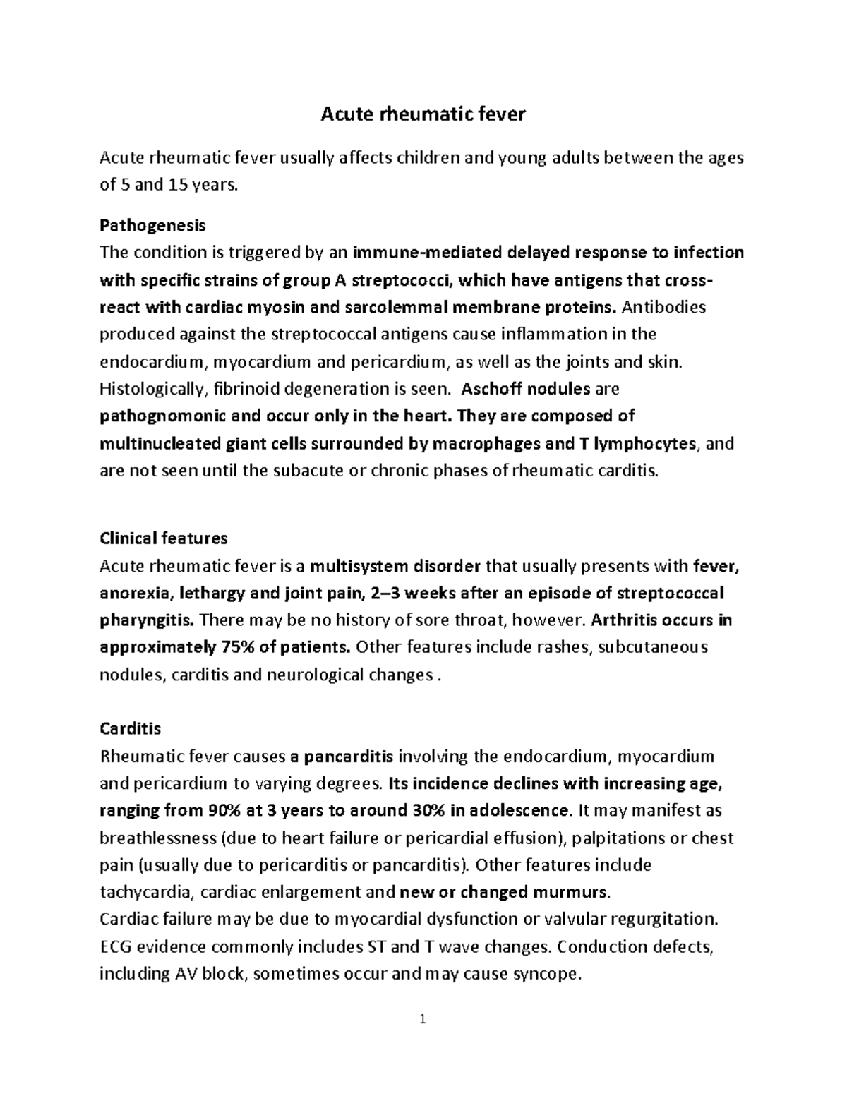13- Rheumatic fever - General pathology - 1 Acute rheumatic fever Acute ...