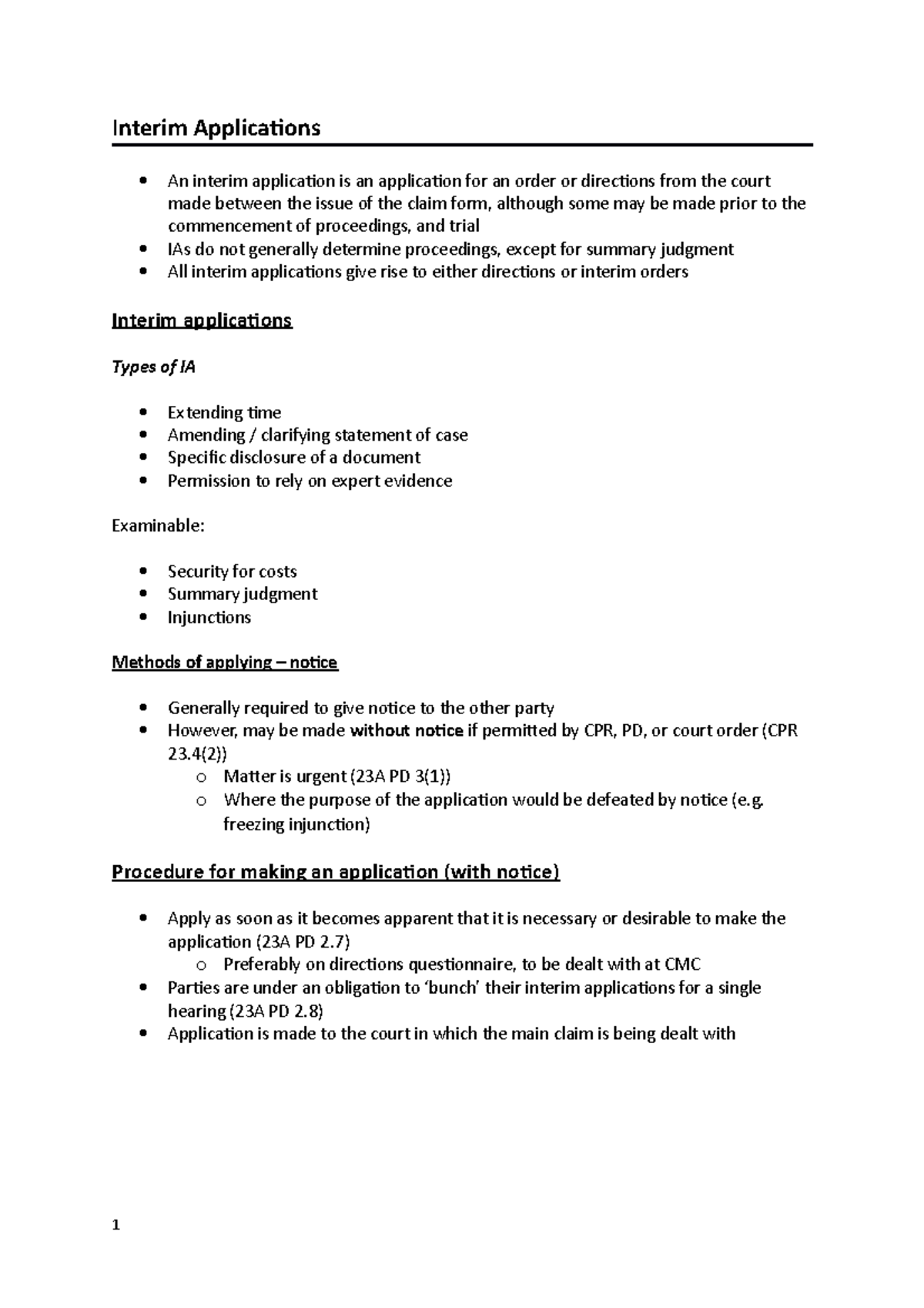 09 Interim Applications - Interim Applications An interim application is an application for an ...
