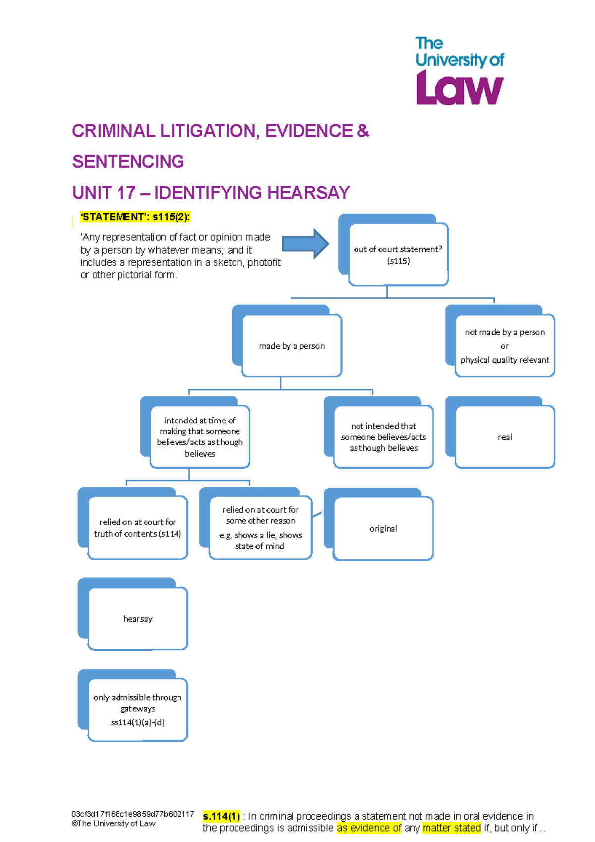 2324 crim unit17 ce02 hearsay flowchart - CRIMINAL LITIGATION, EVIDENCE ...