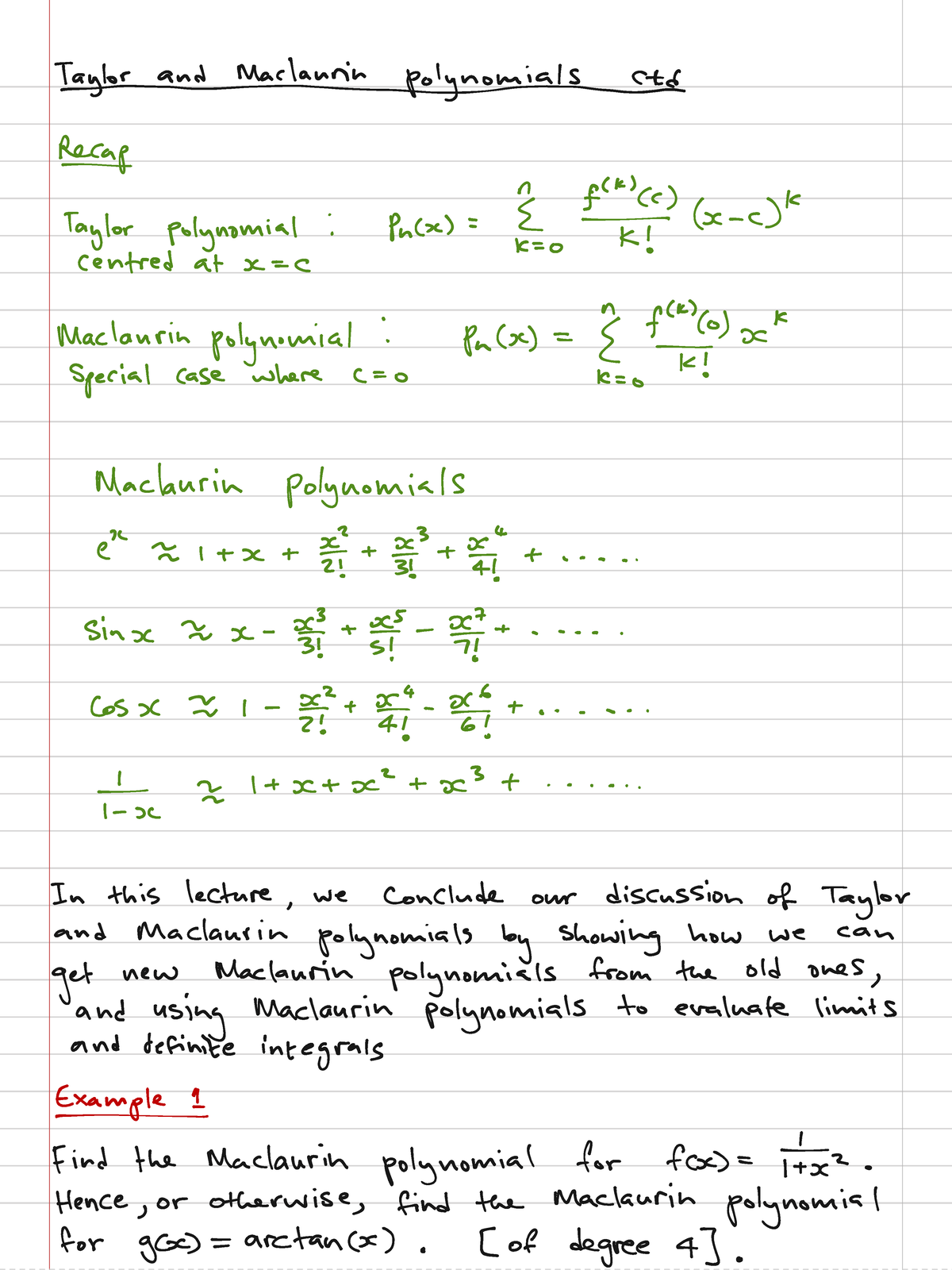 24- Taylor Maclaurin Polynomials 2 - MAM1032S - Studocu
