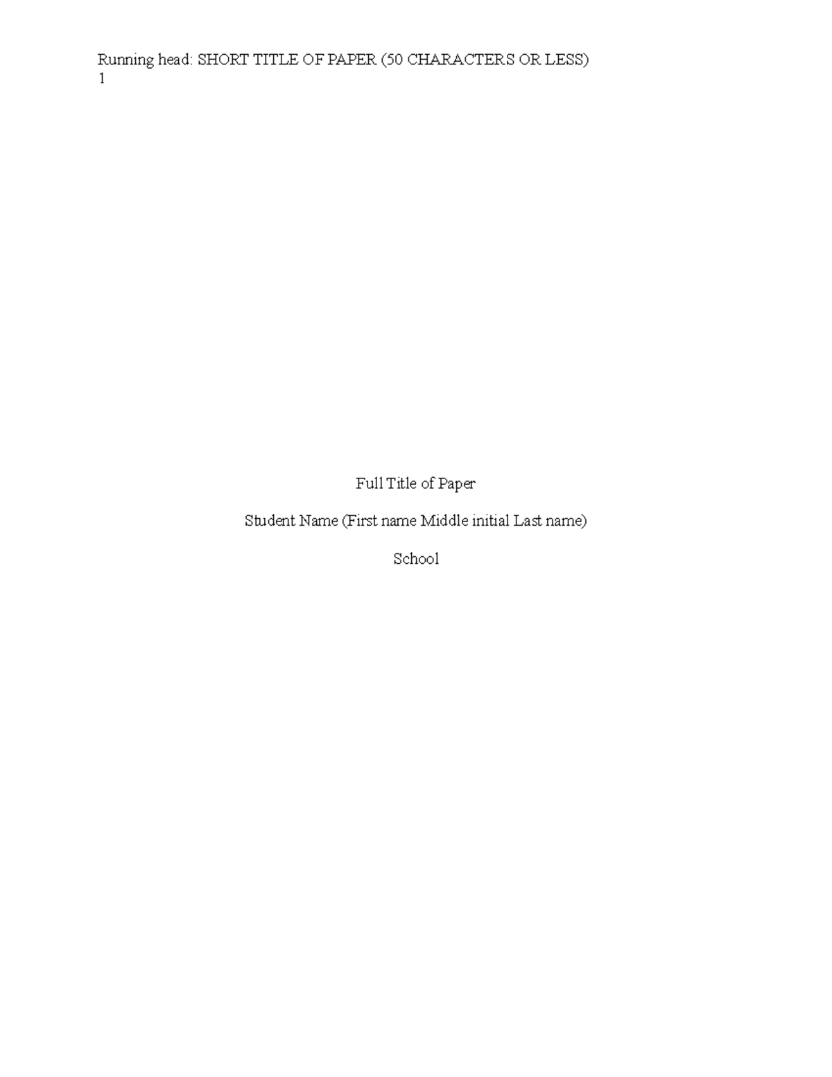 Apa style template with citation info - Running head: SHORT TITLE OF ...