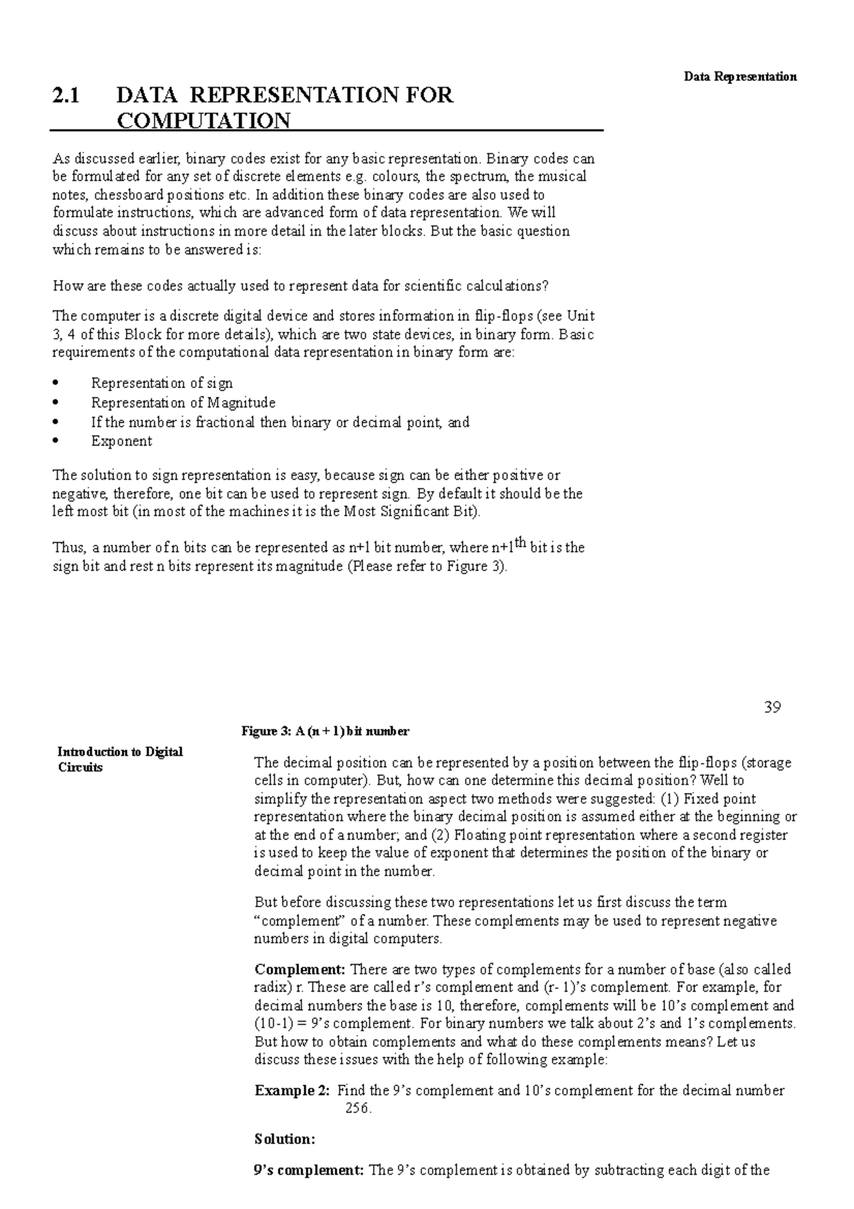 DATA Representation FOR - 2 DATA REPRESENTATION FOR COMPUTATION Data ...