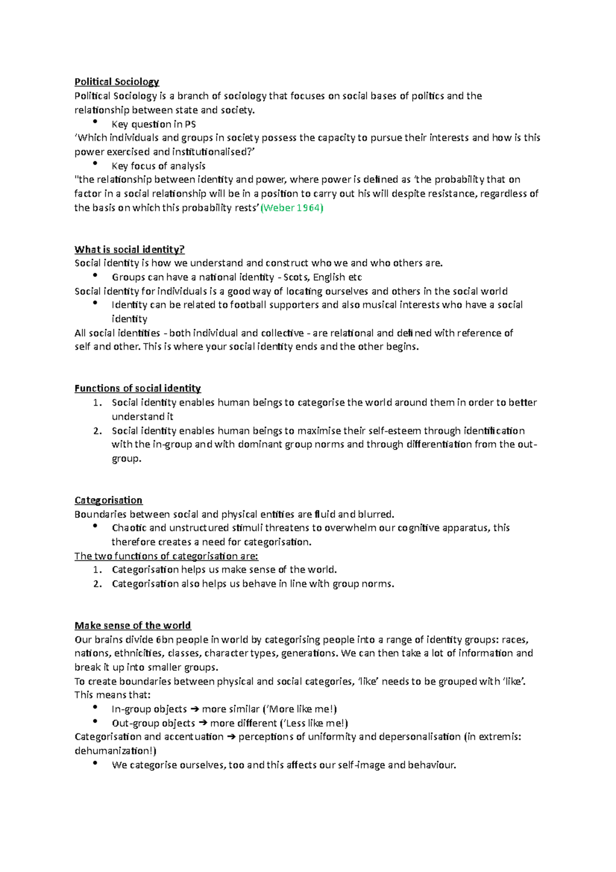 Identity and Power - Political Sociology Political Sociology is a ...