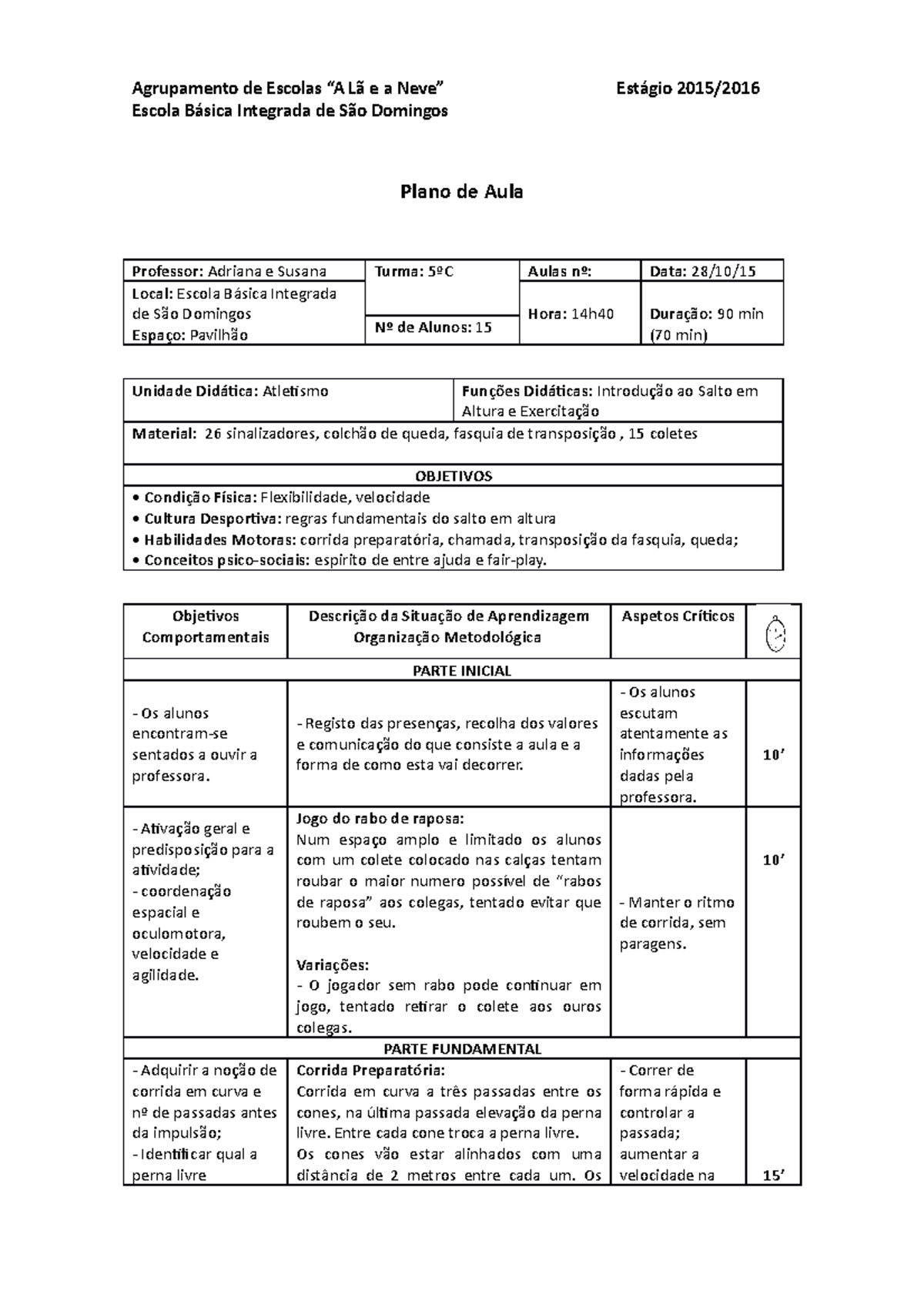 5ºC 28 de Outubro - Plano de aula - Agrupamento de Escolas “A Lã e a ...