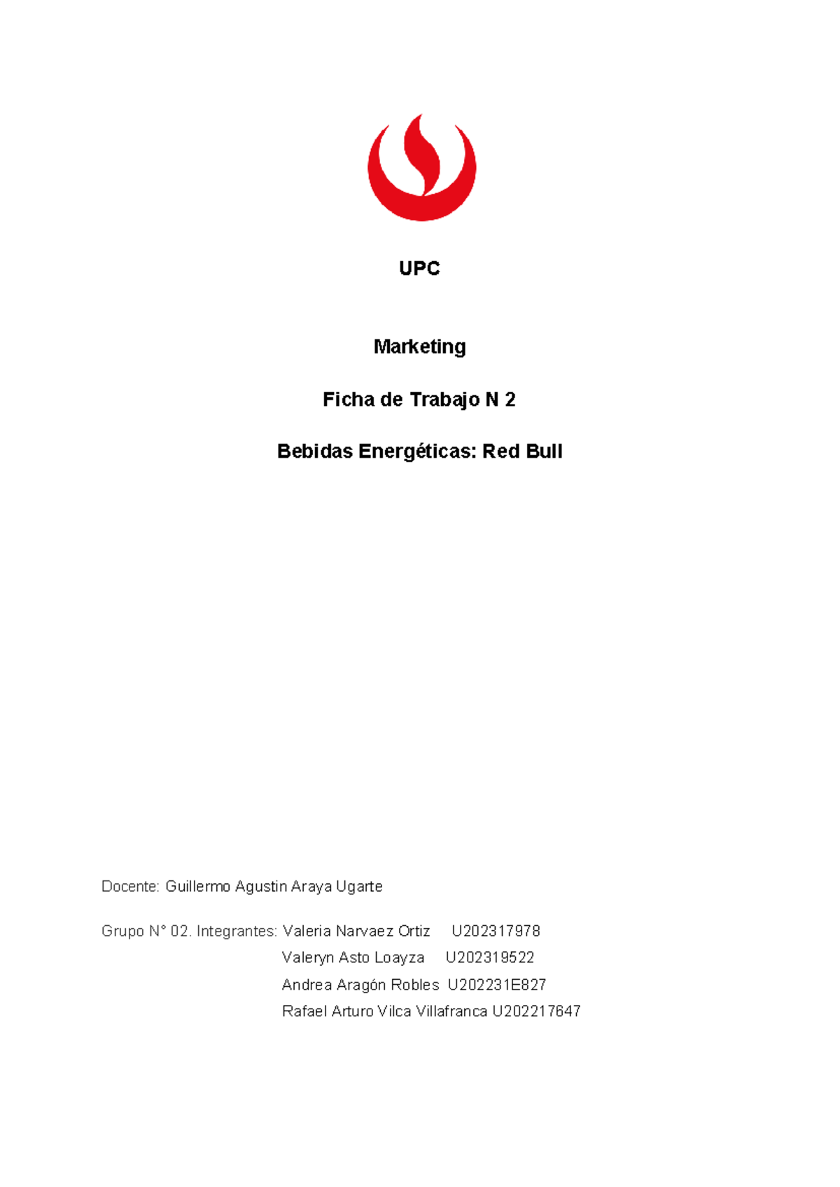 Trabajo marketing 2 - ADAWDA - UPC Marketing Ficha de Trabajo N 2 ...