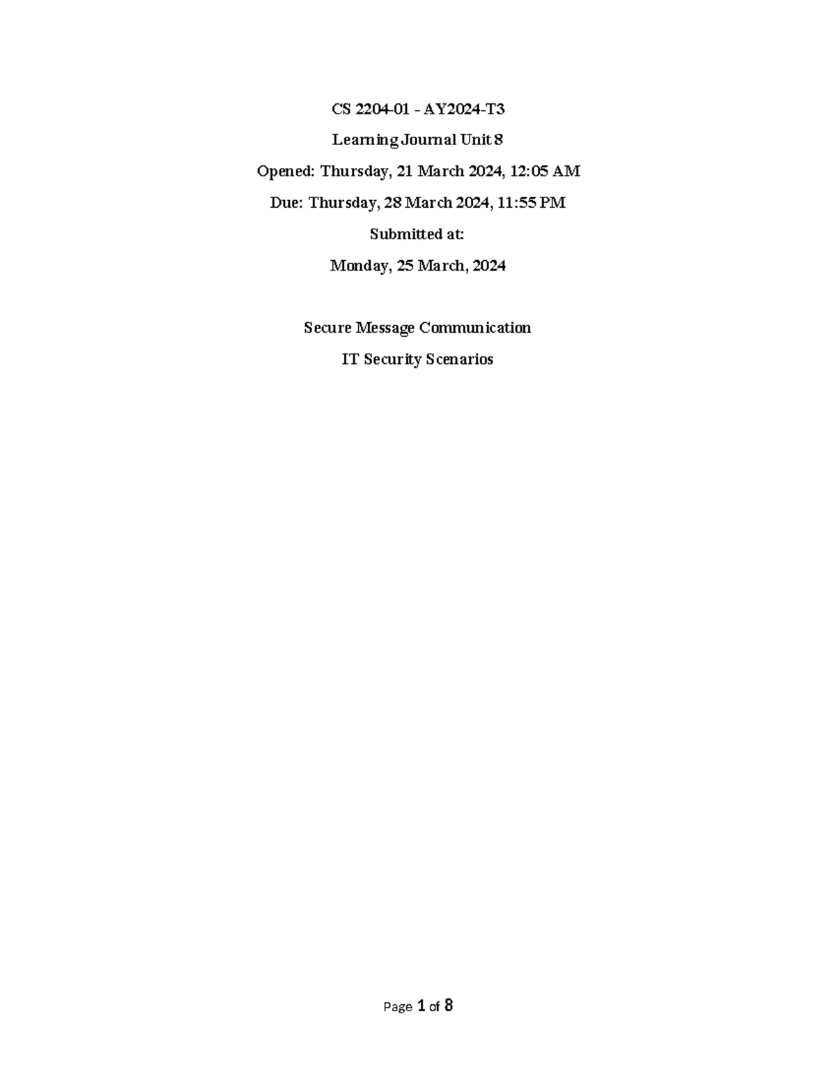 CS 2204-01 - AY2024-T3, Learning Journal Unit 8 - CS 2204-01 - AY2024-T Learning Journal Unit 8 ...