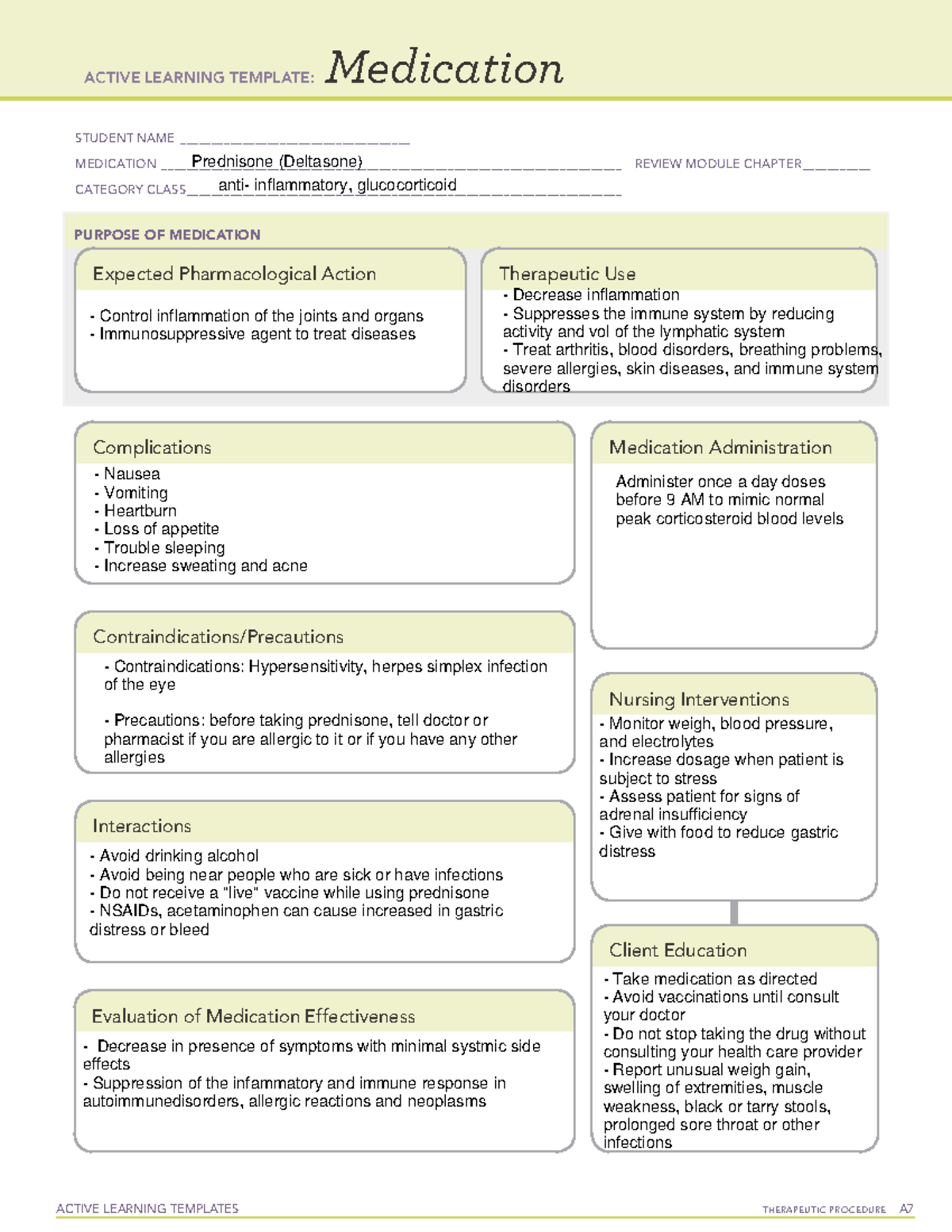 Prednisone - Drug template done during semester - ACTIVE LEARNING ...