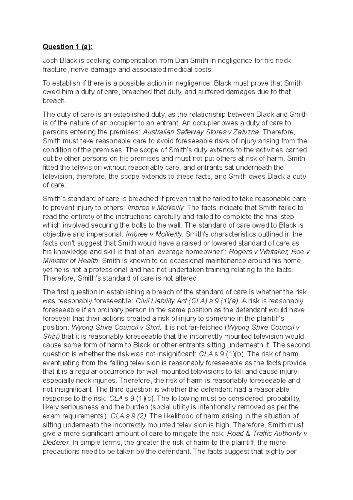 Exam Question 1 - exam answer - Question 1 (a): Josh Black is seeking ...