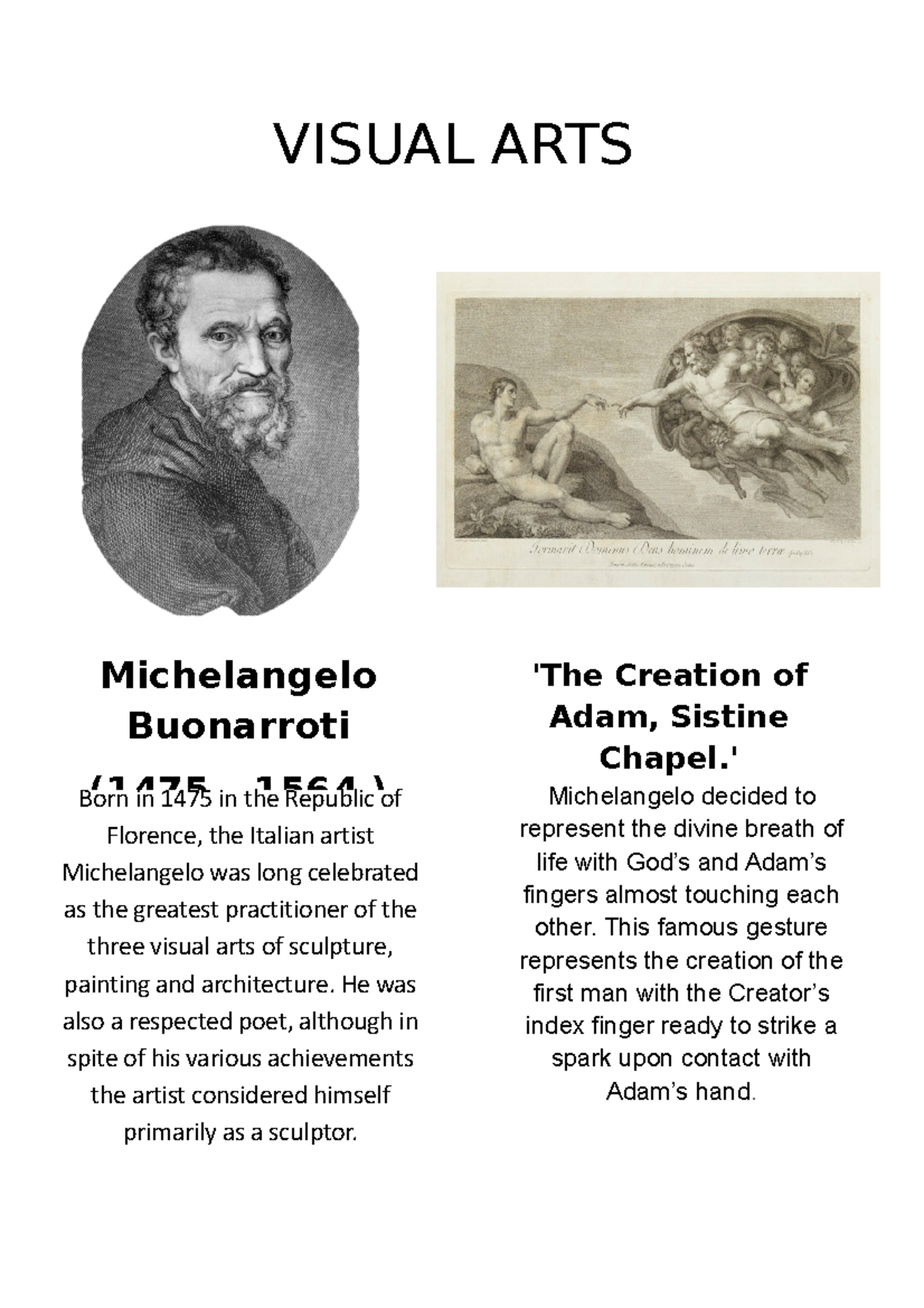 Visual-ARTS - Haahha - VISUAL ARTS Michelangelo Buonarroti (1475 – 1564 ...