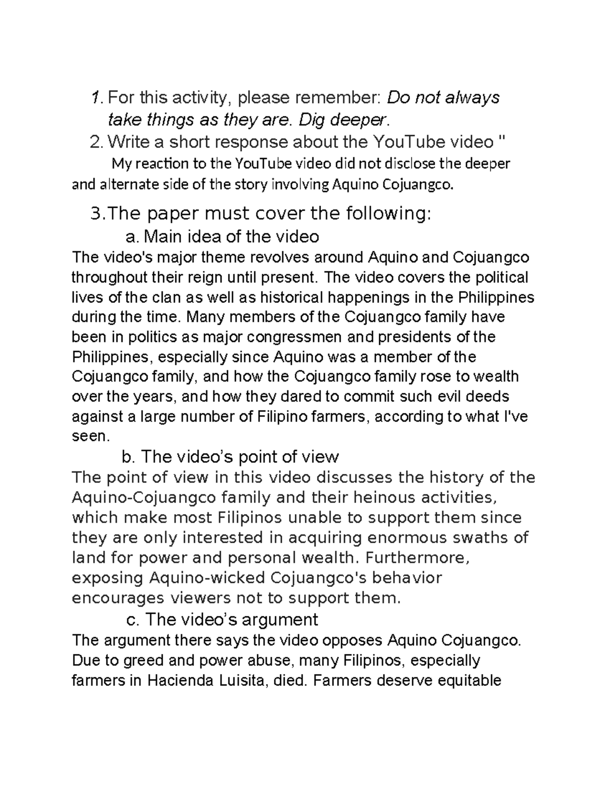 Readings in Philippine History 04 Assignment 1 - 1. For this activity ...