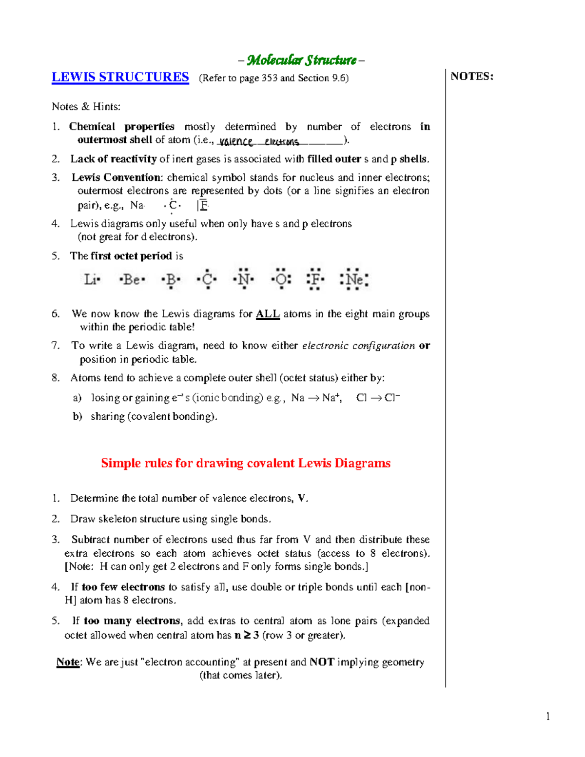 Molecular Structure - , ______________________). Lack of reactivity of ...
