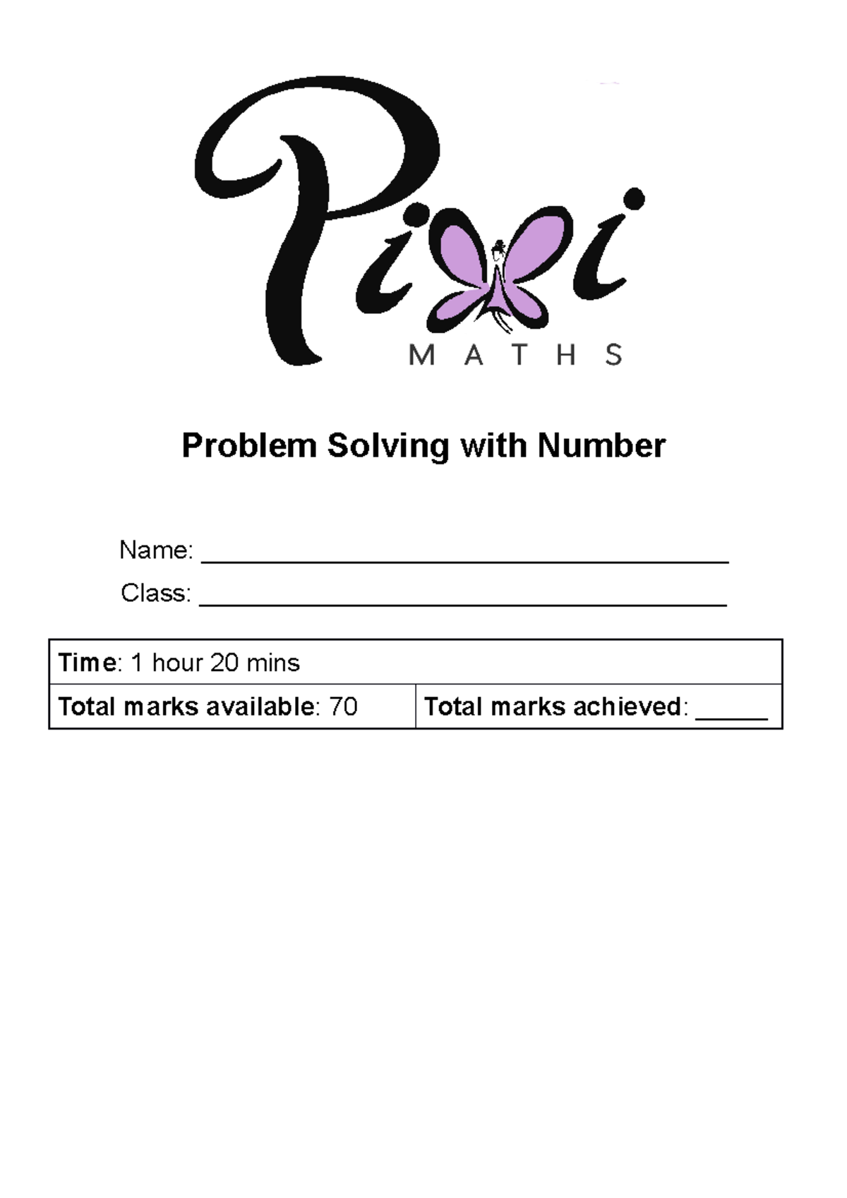 Number PS - Sick - Problem Solving with Number Name
