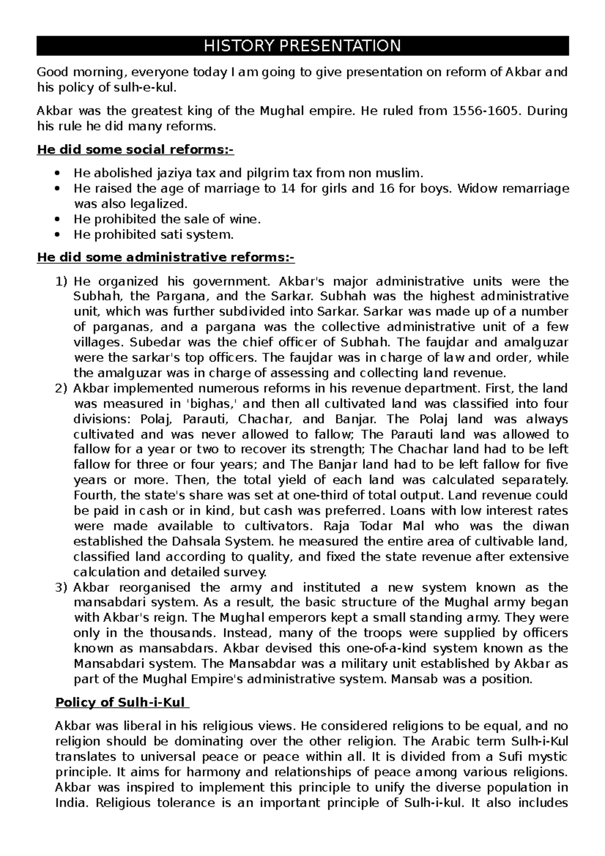 History Presentation - HISTORY PRESENTATION Good morning, everyone ...