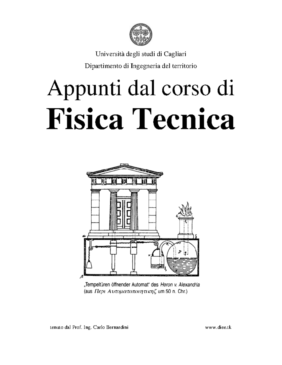 Fisica Tecnica (appunti teoria) - Università degli studi di Cagliari Dipartimento di Ingegneria ...