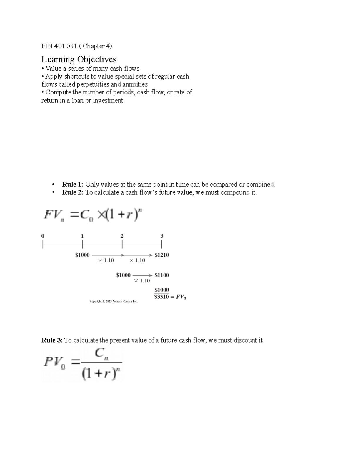 FIN 401 031- Chapter 4 - Lecture 4 study notes - FIN 401 031 ( Chapter ...