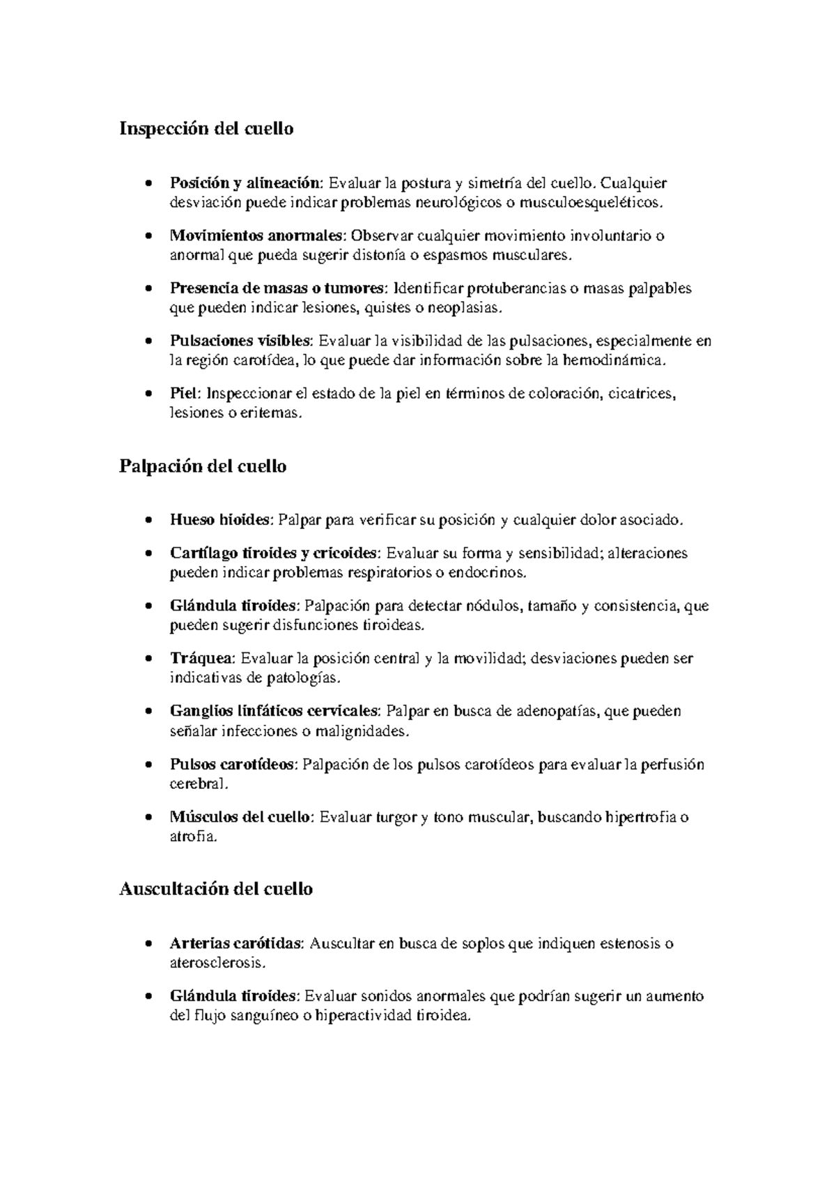 Examen fisico del cuello - Inspección del cuello Posición y alineación ...