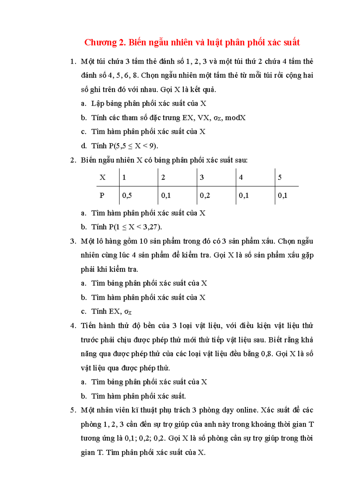 Topic 3. Bnnrr - sdsdsdsd - Chương 2. Biến ngẫu nhiên và luật phân phối ...