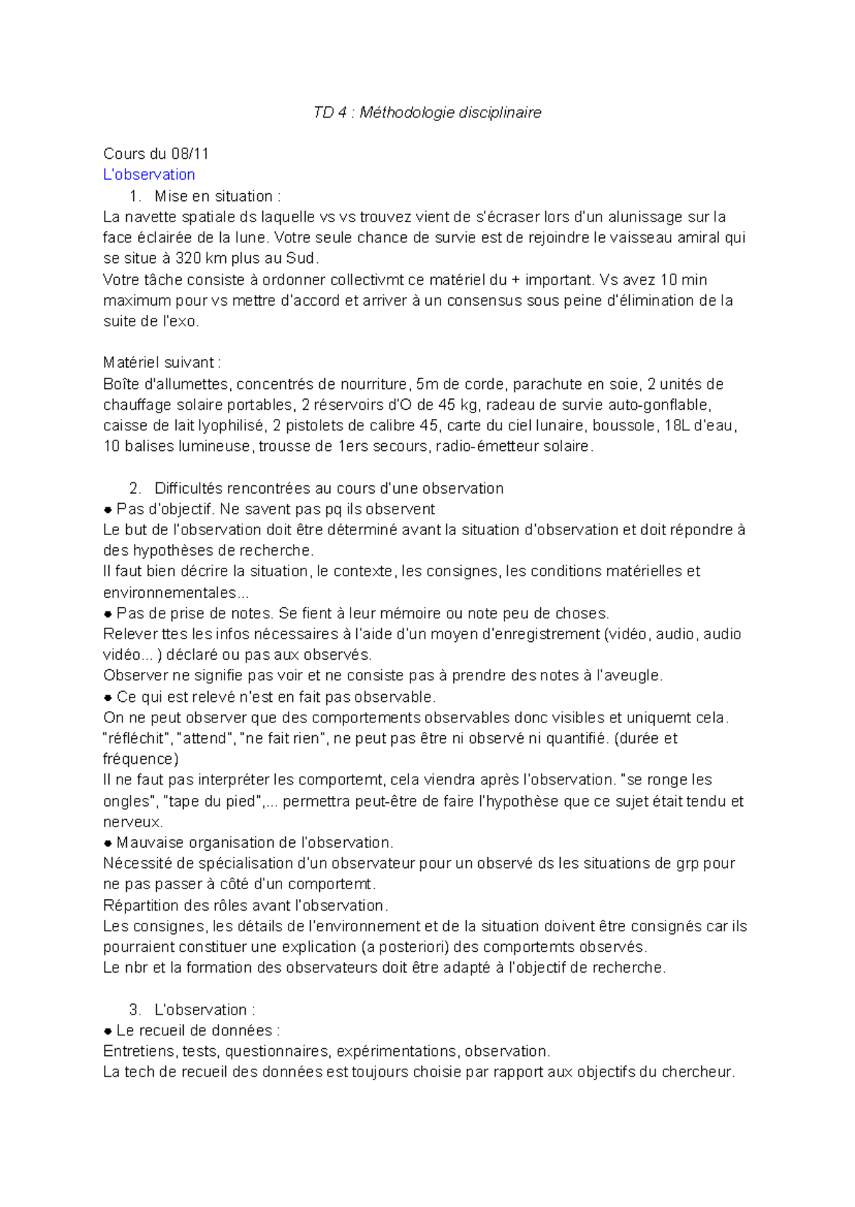08 11 2022 - methode - TD 4 : Méthodologie disciplinaire Cours du 08/ L ...