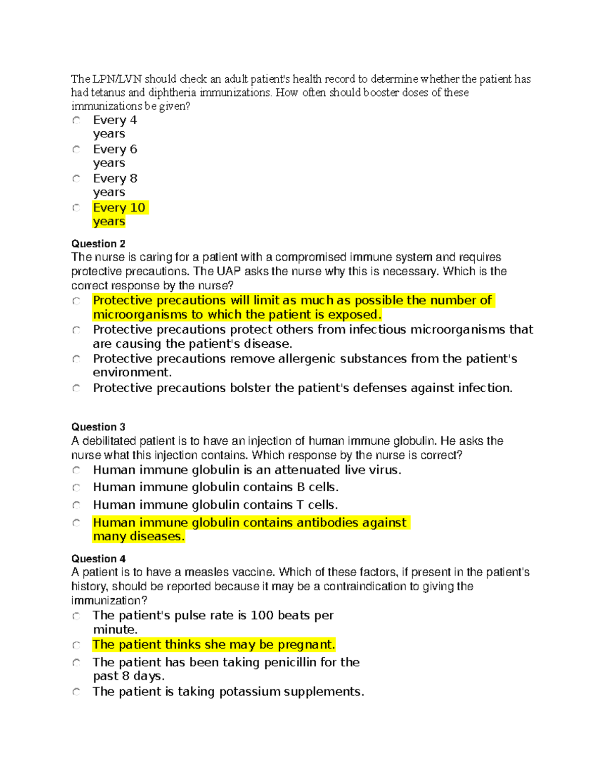 Ch. 10 Nclex QUIZ Q&A - The LPN/LVN should check an adult patient's ...