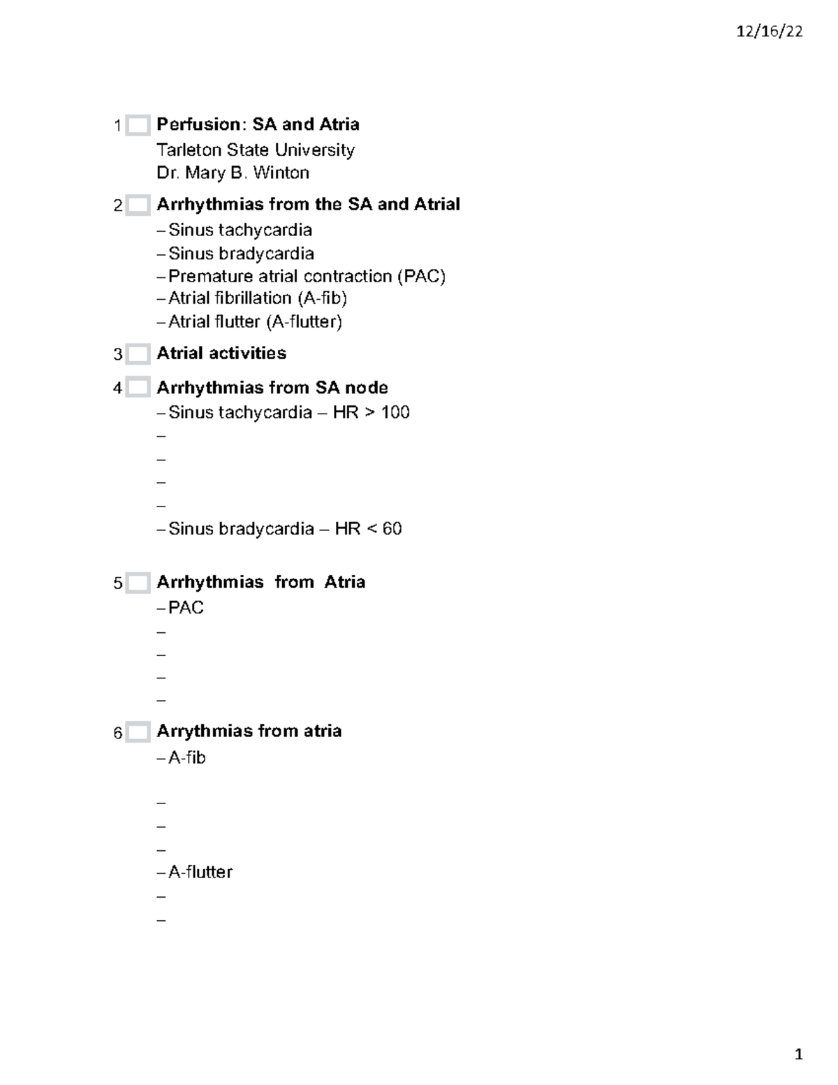 Perfusion SA and Atria- Mary Winton- Nursing Pathophysiology - 12/16/ 1 ...