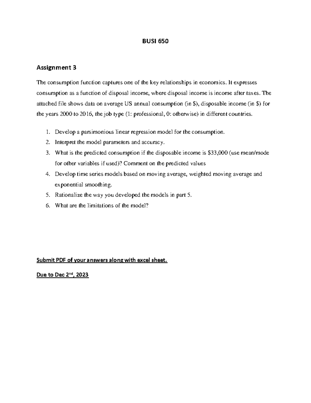 Assignment 3 - BUSI 650 - solution - BUSI 650 Assignment 3 The ...