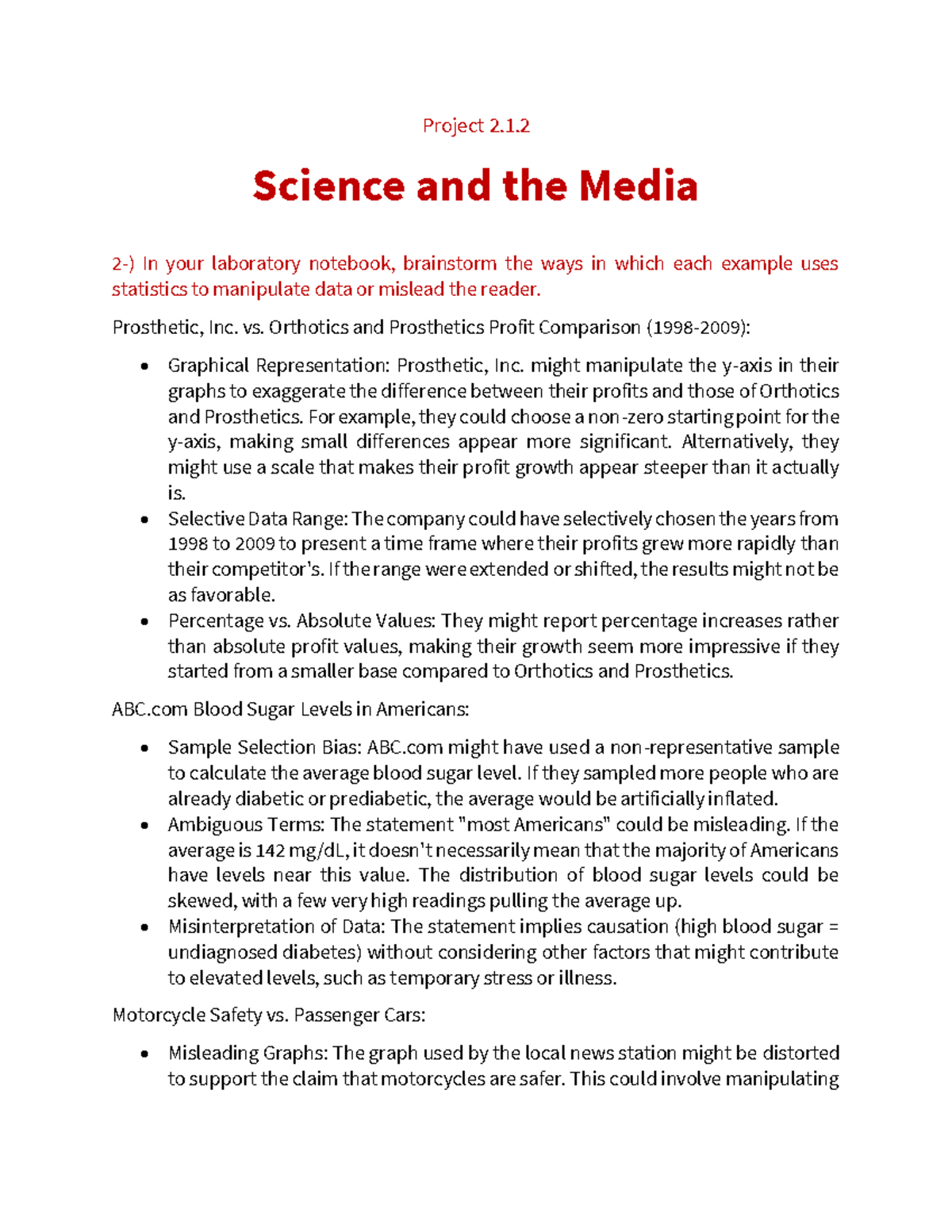 2.1.2 Science and the Media - Project 2. 2 Science and the Media 2 ...