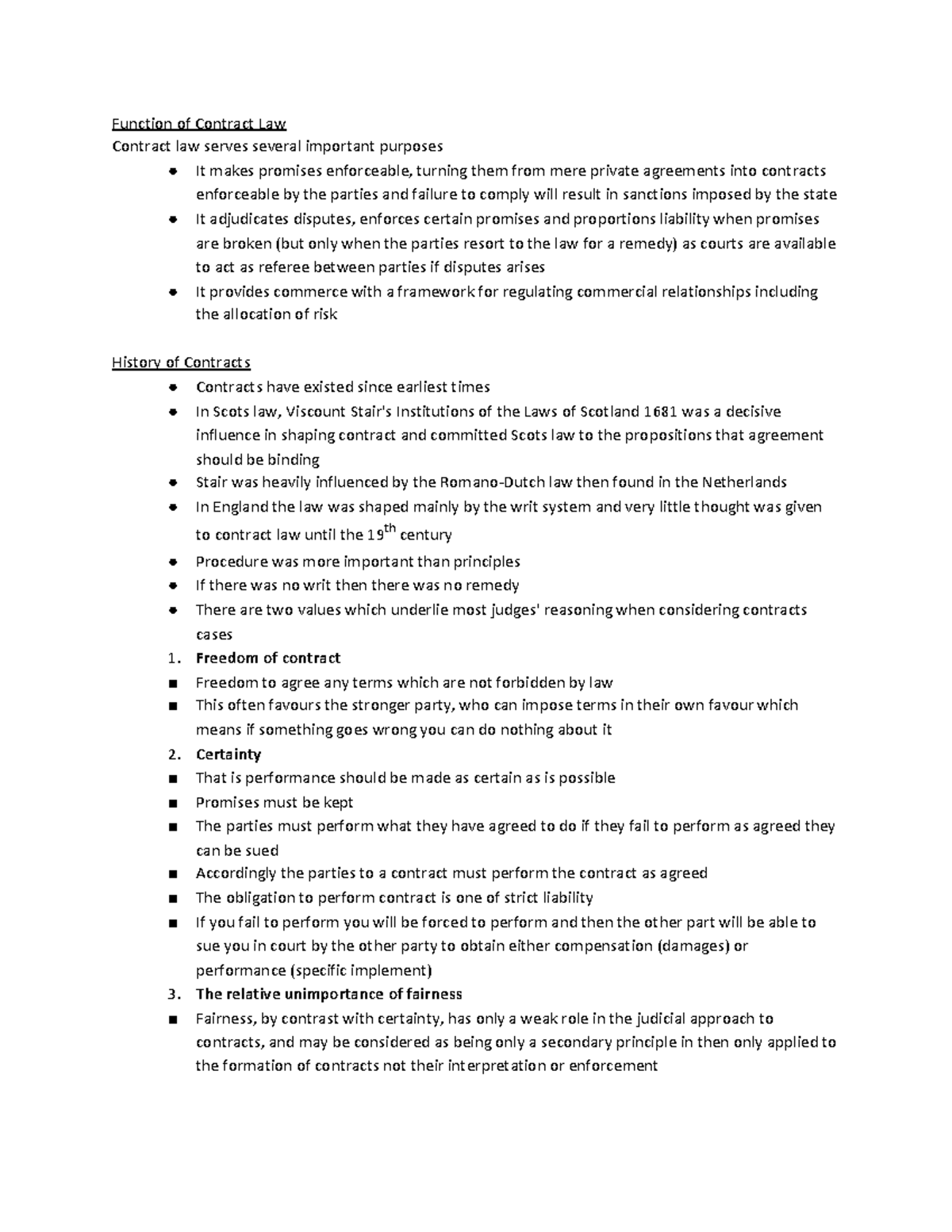LS1520 Theory and Function of Contracts - Function of Contract Law Contract law serves several ...