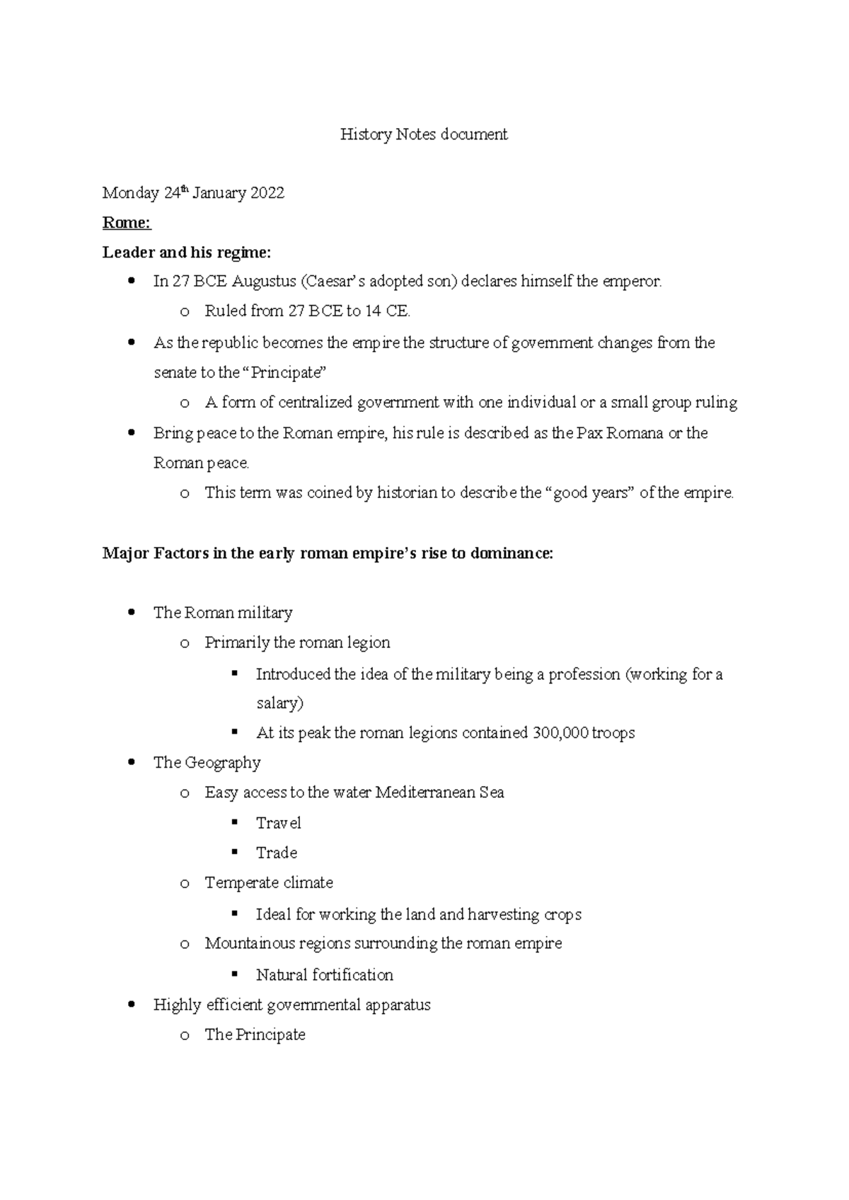History Notes document - History Notes document Monday 24th January ...