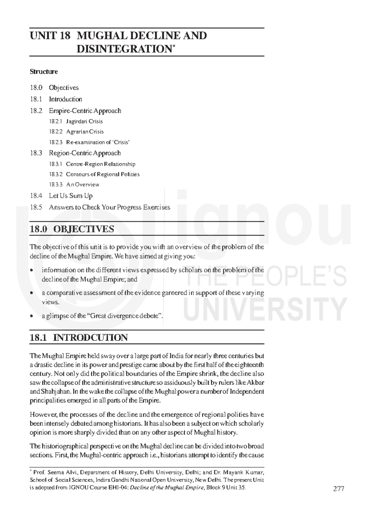 Unit-18 - Mughal Decline and UNIT 18 MUGHAL DECLINE AND Disintegration ...