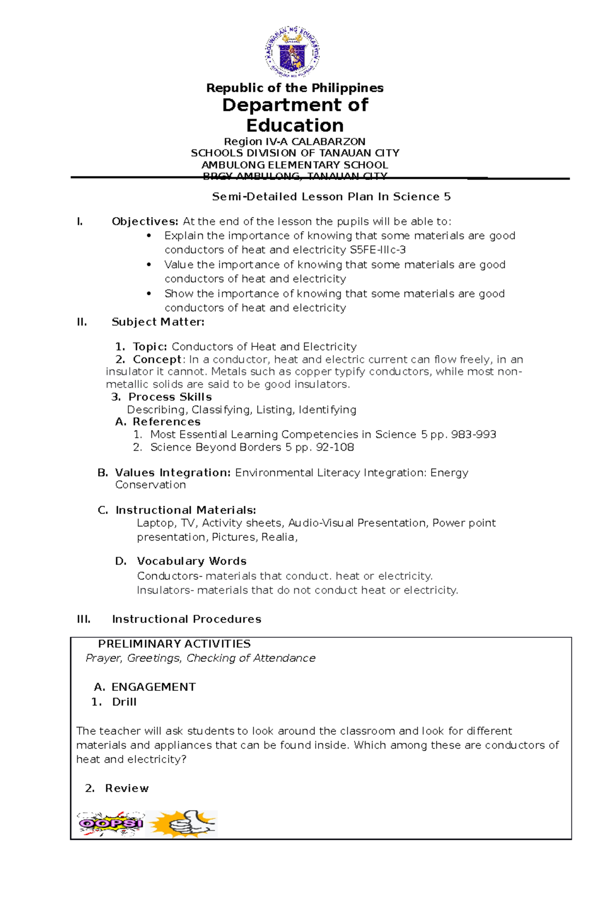 SEMI-DETAILED LESSON PLAN - Department of Education Region IV-A ...