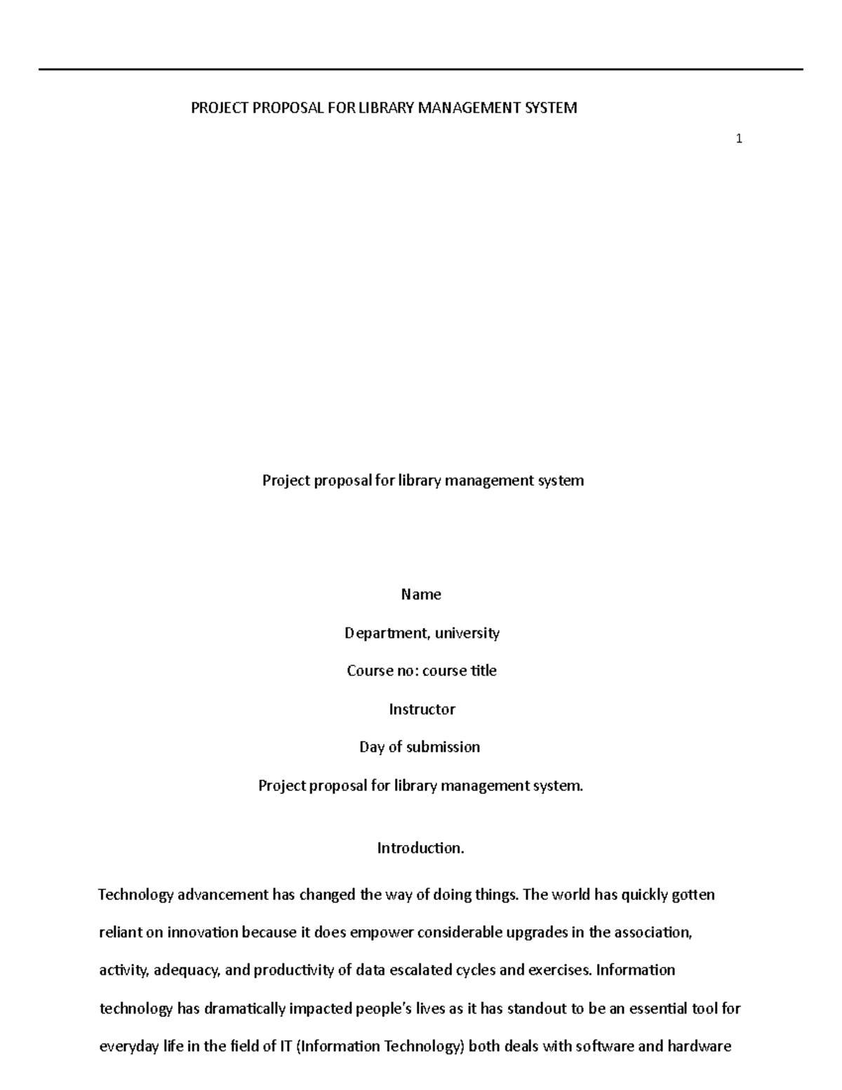 Project proposal for library management system - Introduction ...