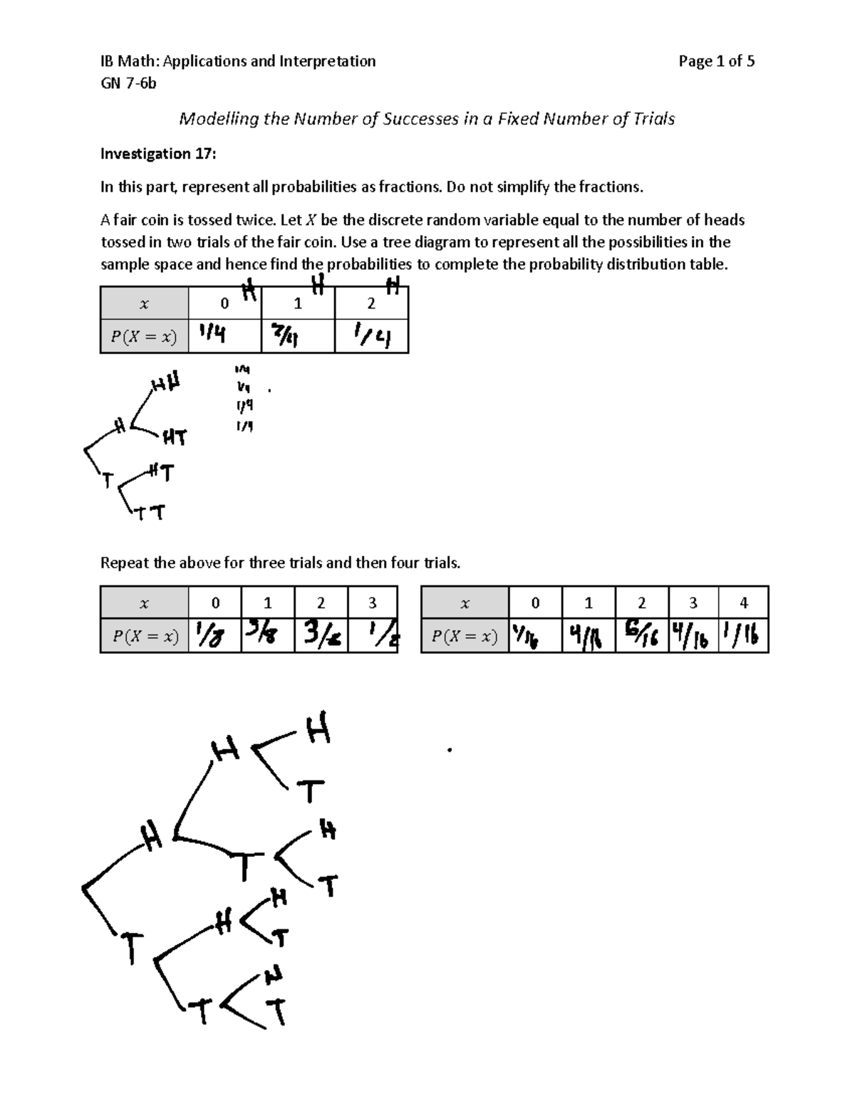 Stats Worksheet 4 - GN 7-6b Modelling the Number of Successes in a ...