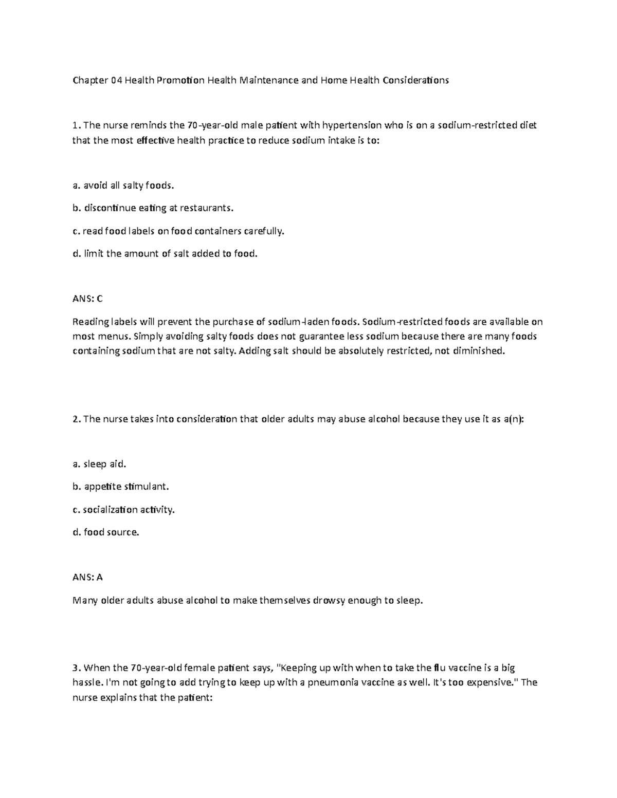 Chapter 04 Health Promotion Health Maintenance and Home Health ...