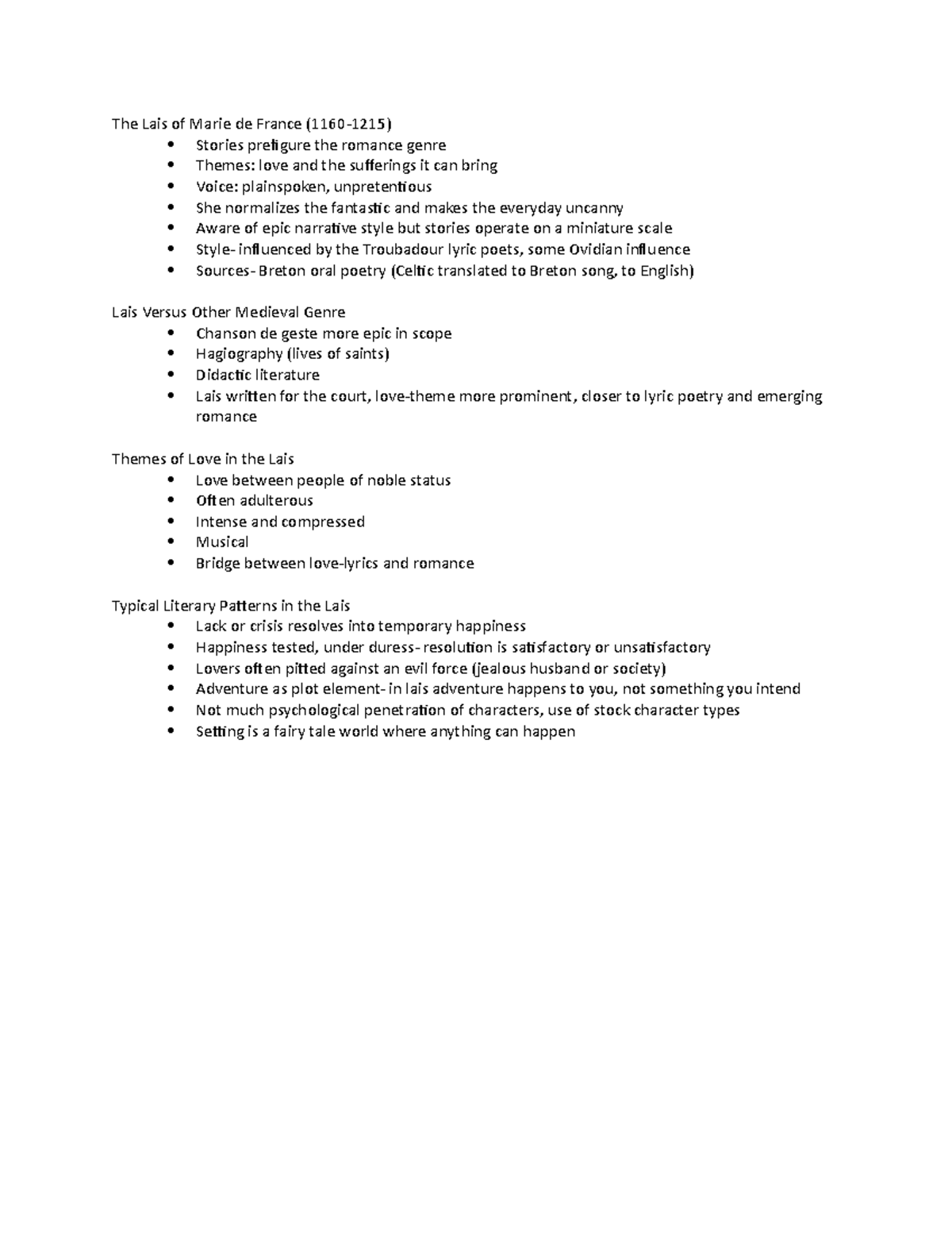 The Lais of Marie de France - Studocu