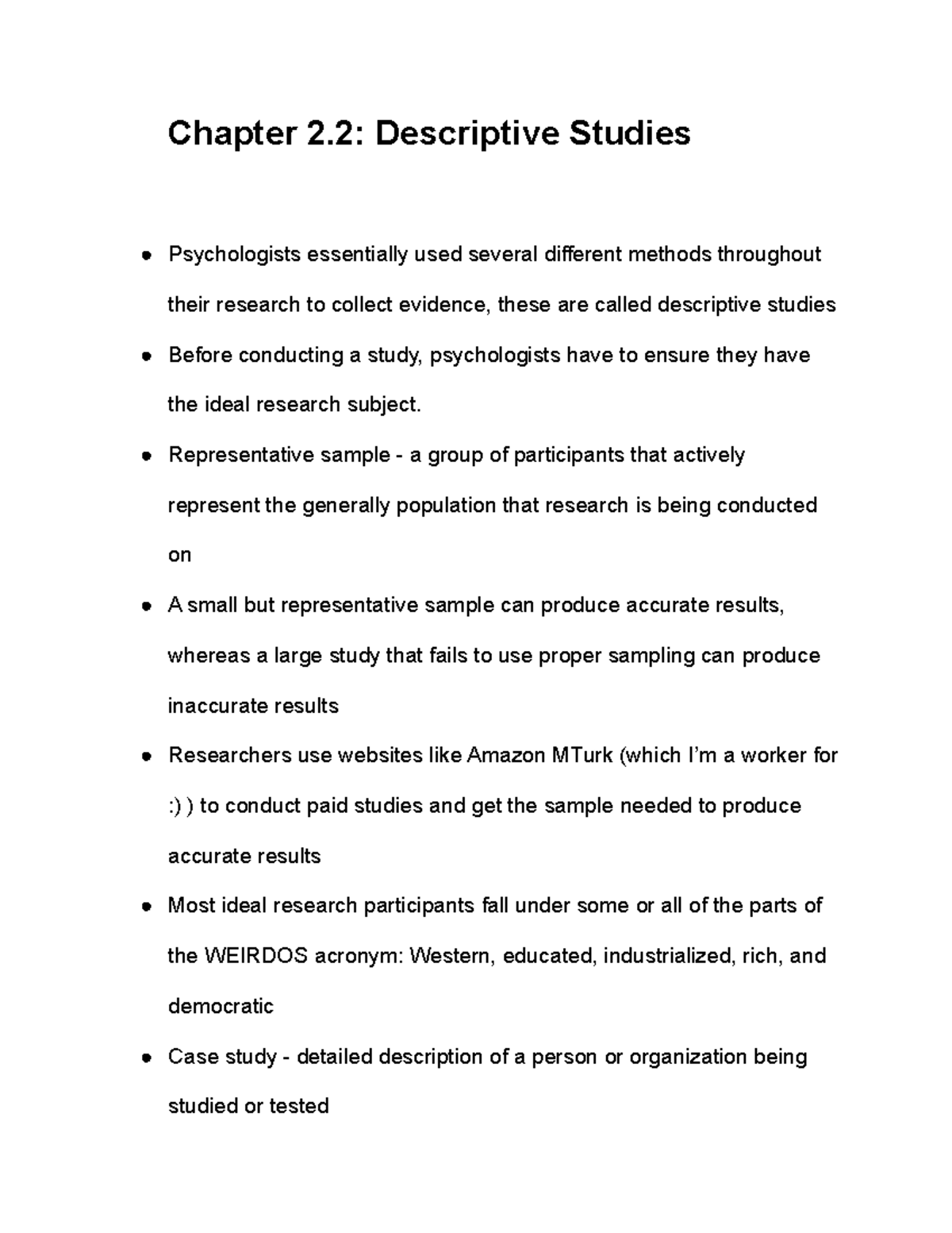 Chapter 2.2 Notes - Chapter 2: Descriptive Studies Psychologists ...