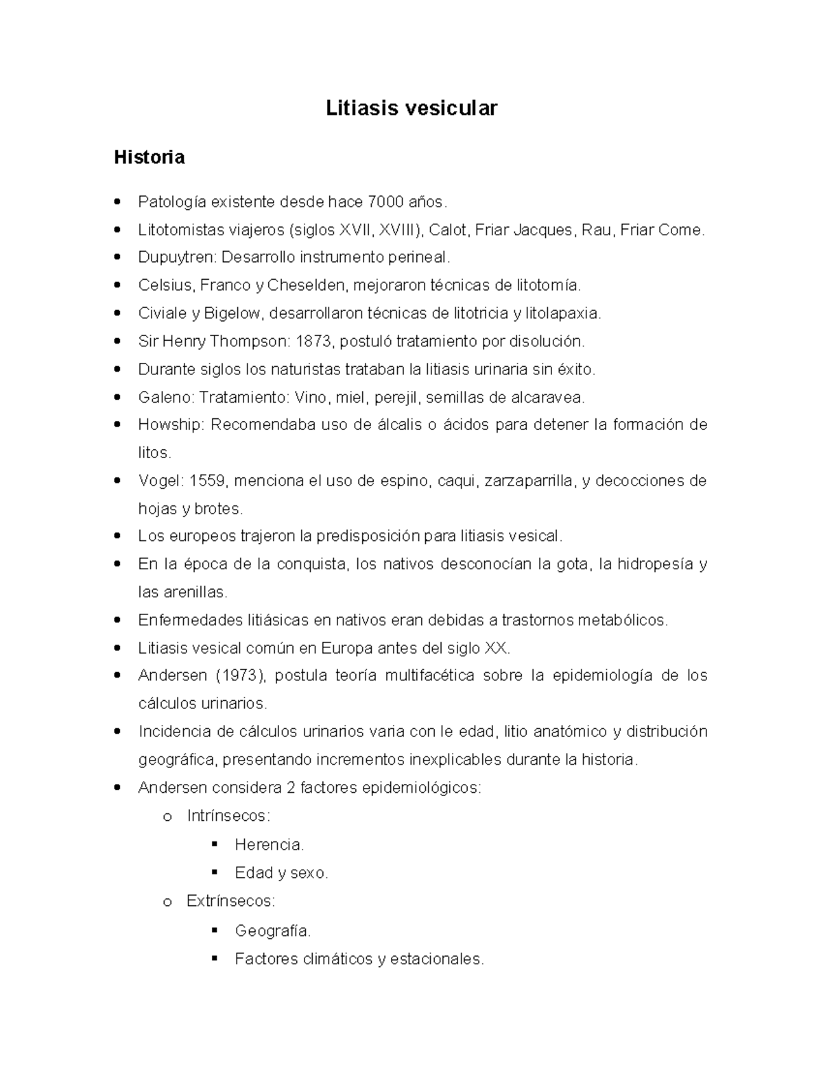 Litiasis vesicular - Litiasis vesicular Historia Patología existente ...
