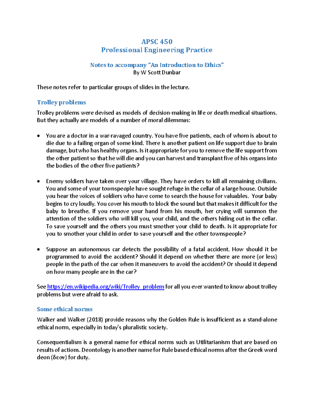 APSC 450 final exam combined notes - APSC 450 Professional Engineering ...