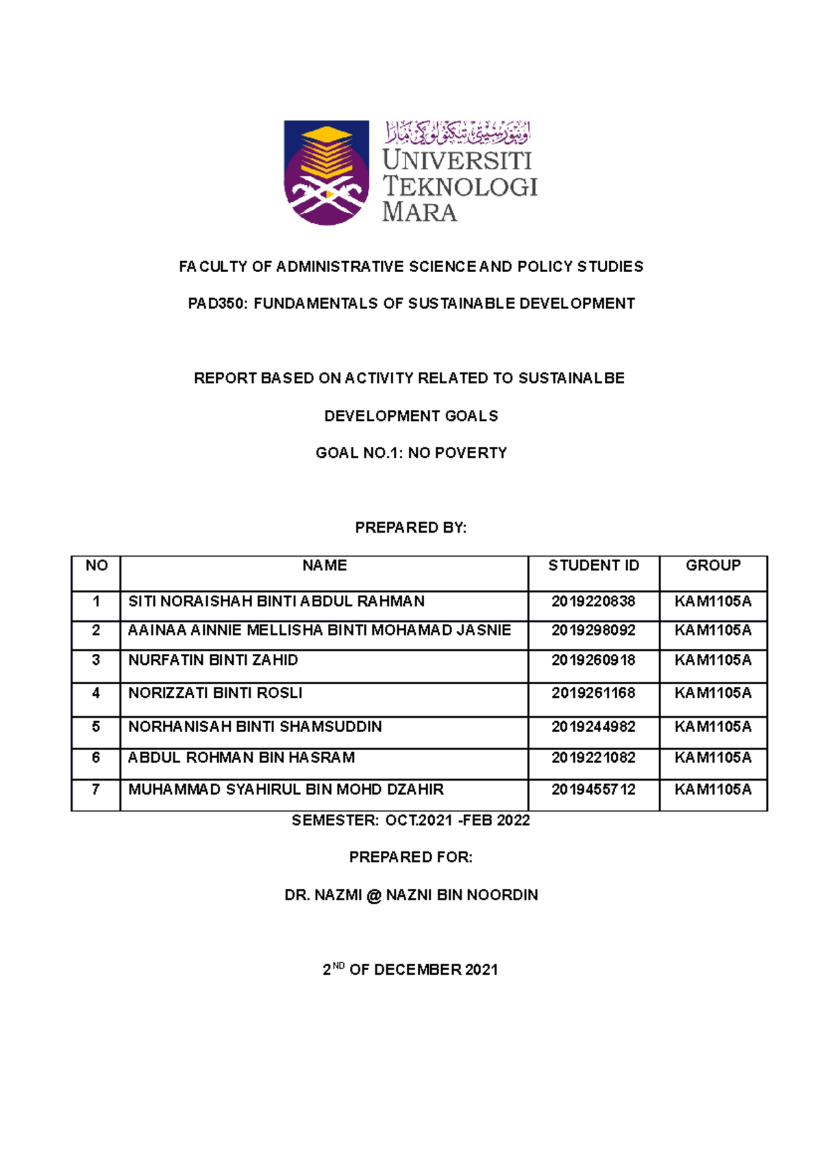 PAD350 - Assignment 1 ( Mysynergy Program) - FACULTY OF ADMINISTRATIVE ...
