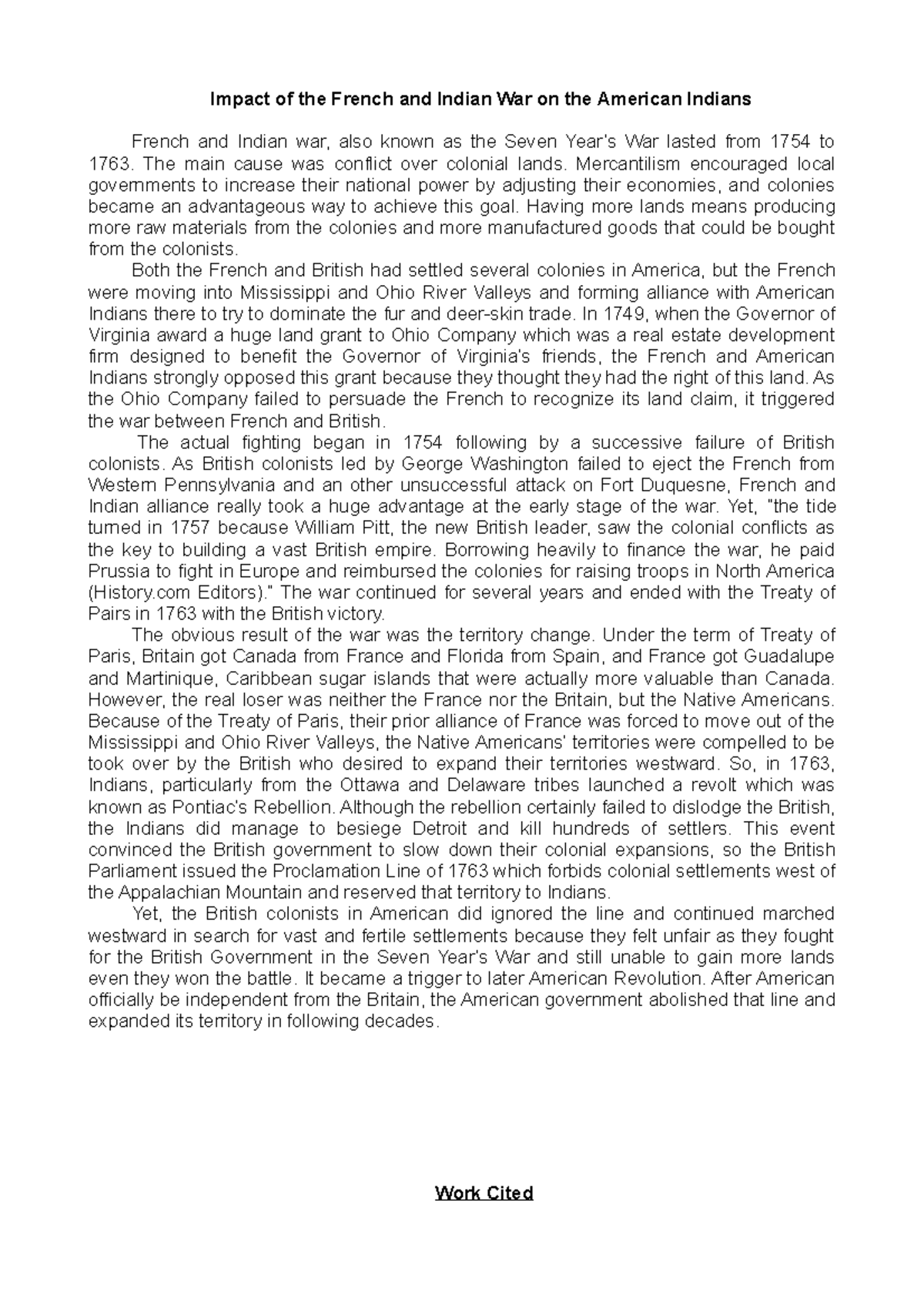 French and Indian War - The main cause was conflict over colonial lands ...